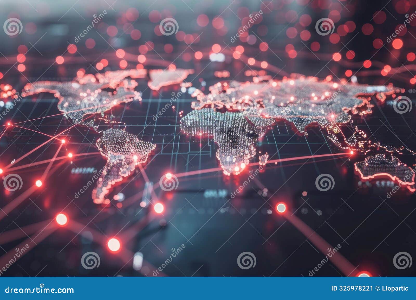 Detailed Visualization of a Digital World Map Highlighting Global ... Detailed Visualization of a Digital World Map Highlighting Global ...