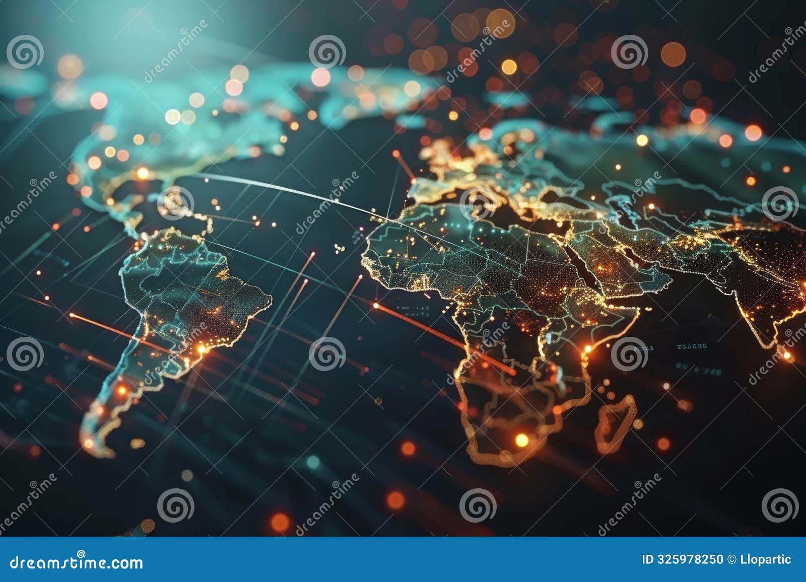 Detailed Visualization of a Digital World Map Highlighting Global ... Detailed Visualization of a Digital World Map Highlighting Global ...