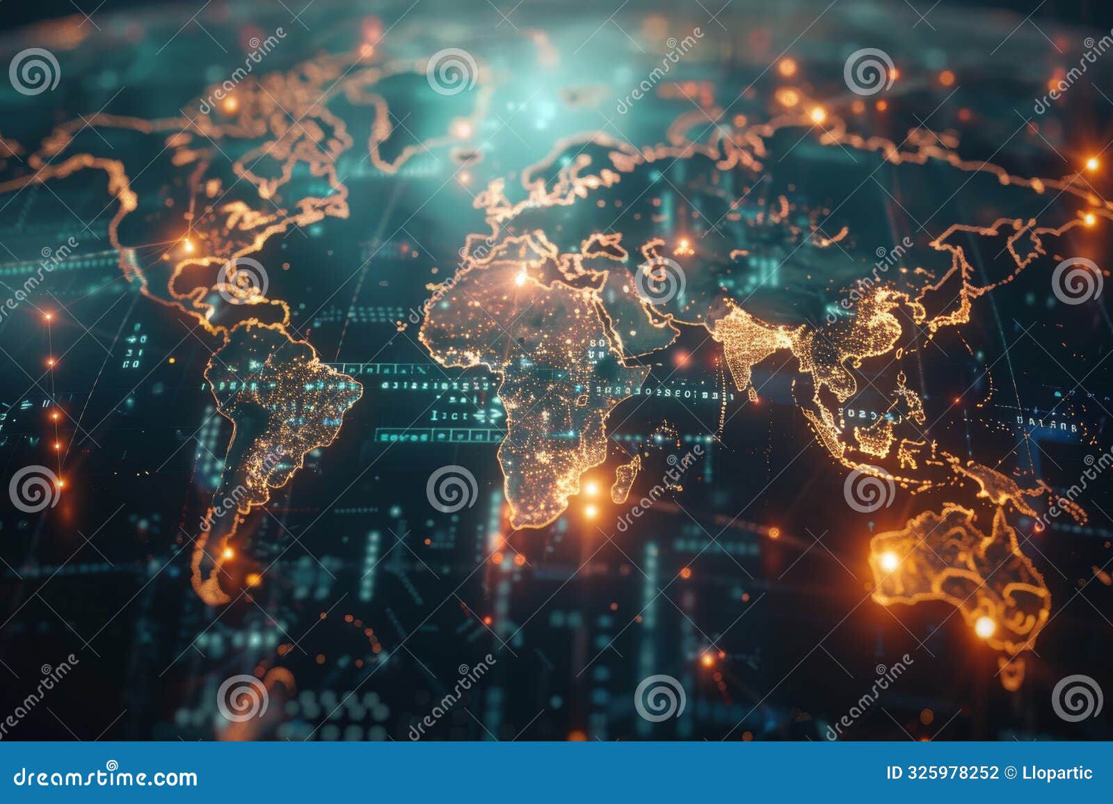 Detailed Visualization of a Digital World Map Highlighting Global ... Detailed Visualization of a Digital World Map Highlighting Global ...