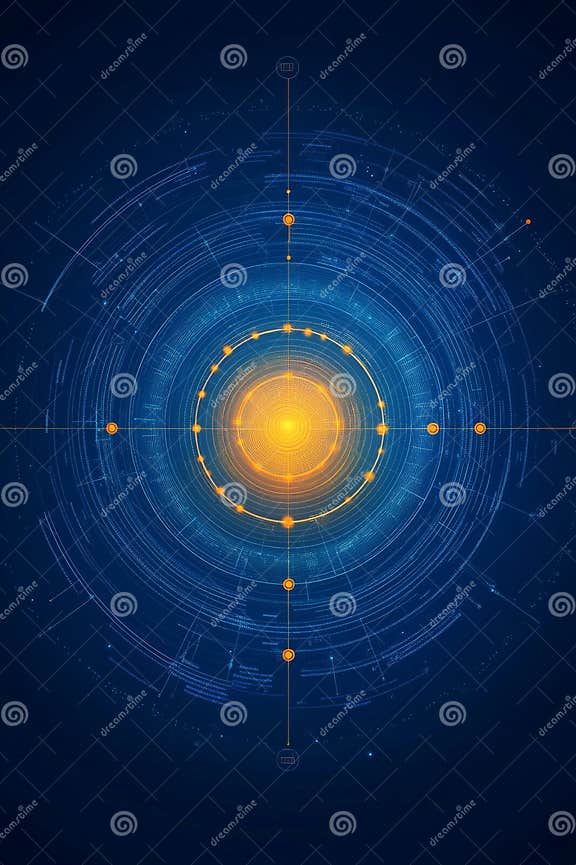Detailed Visualization of a Glowing Concentric Data Flow Chart with ...