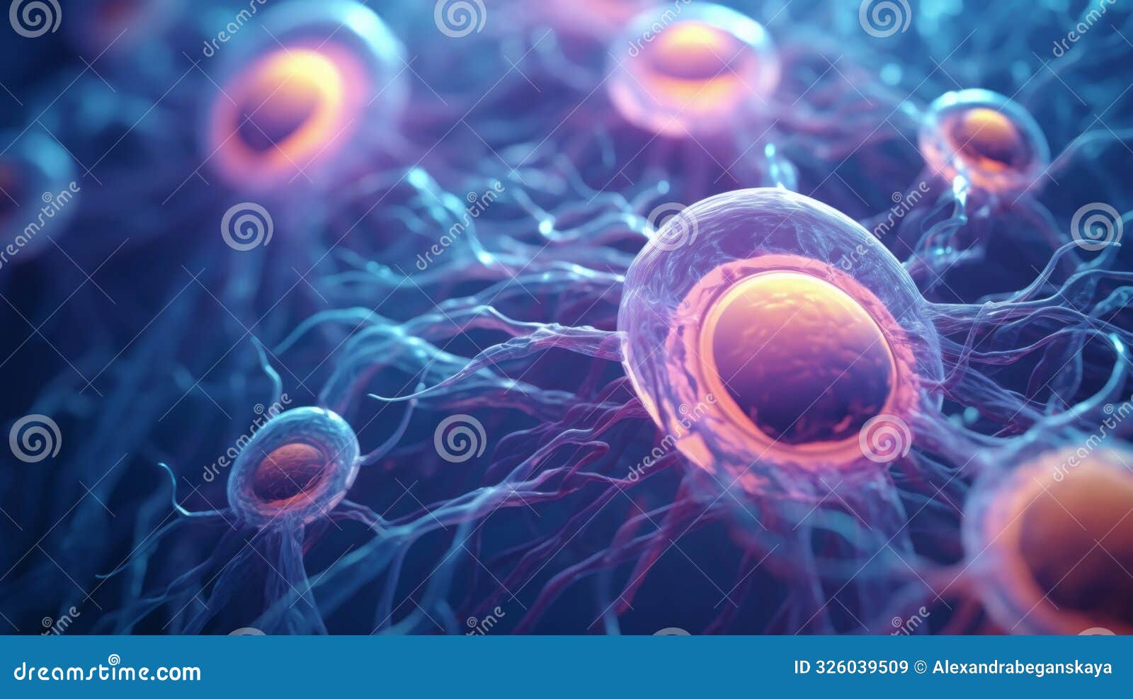 Detailed Visualization of Human Cells Under Microscopic View Stock ...