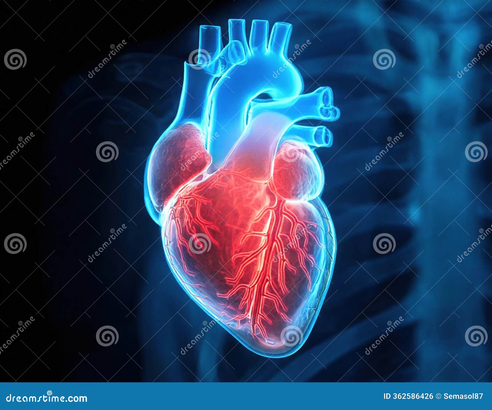 Detailed Visualization of a Human Heart Showcasing Vascular Structures ...