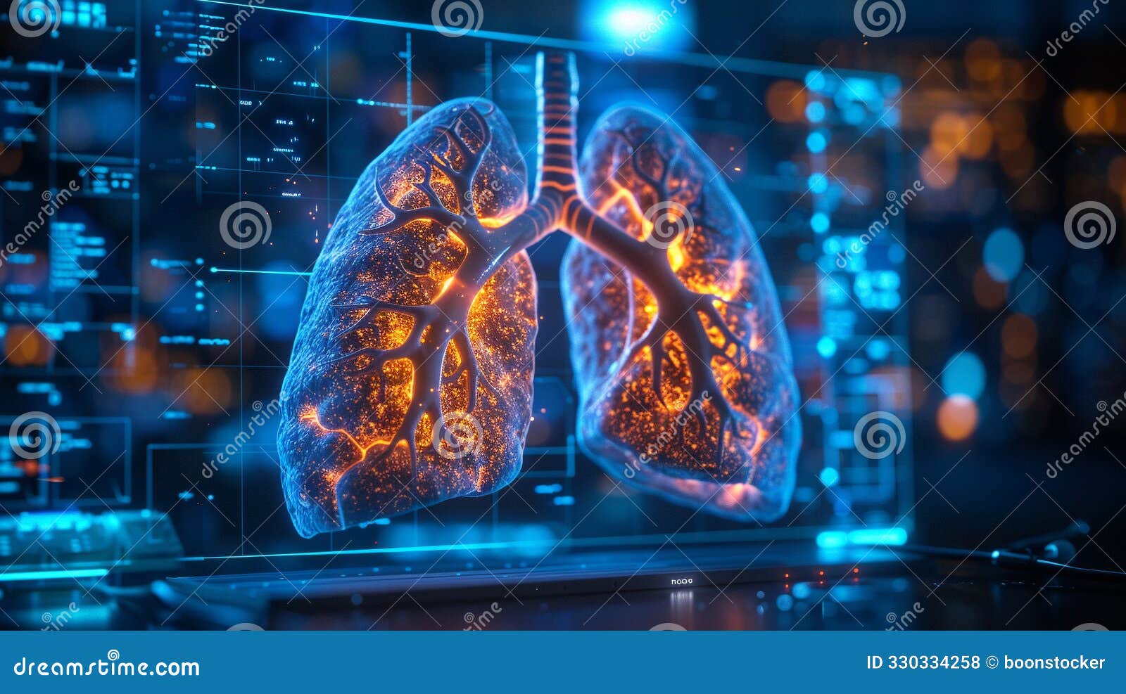 Digital Lung Anatomy Visualization. AI Generated. Stock Illustration ...