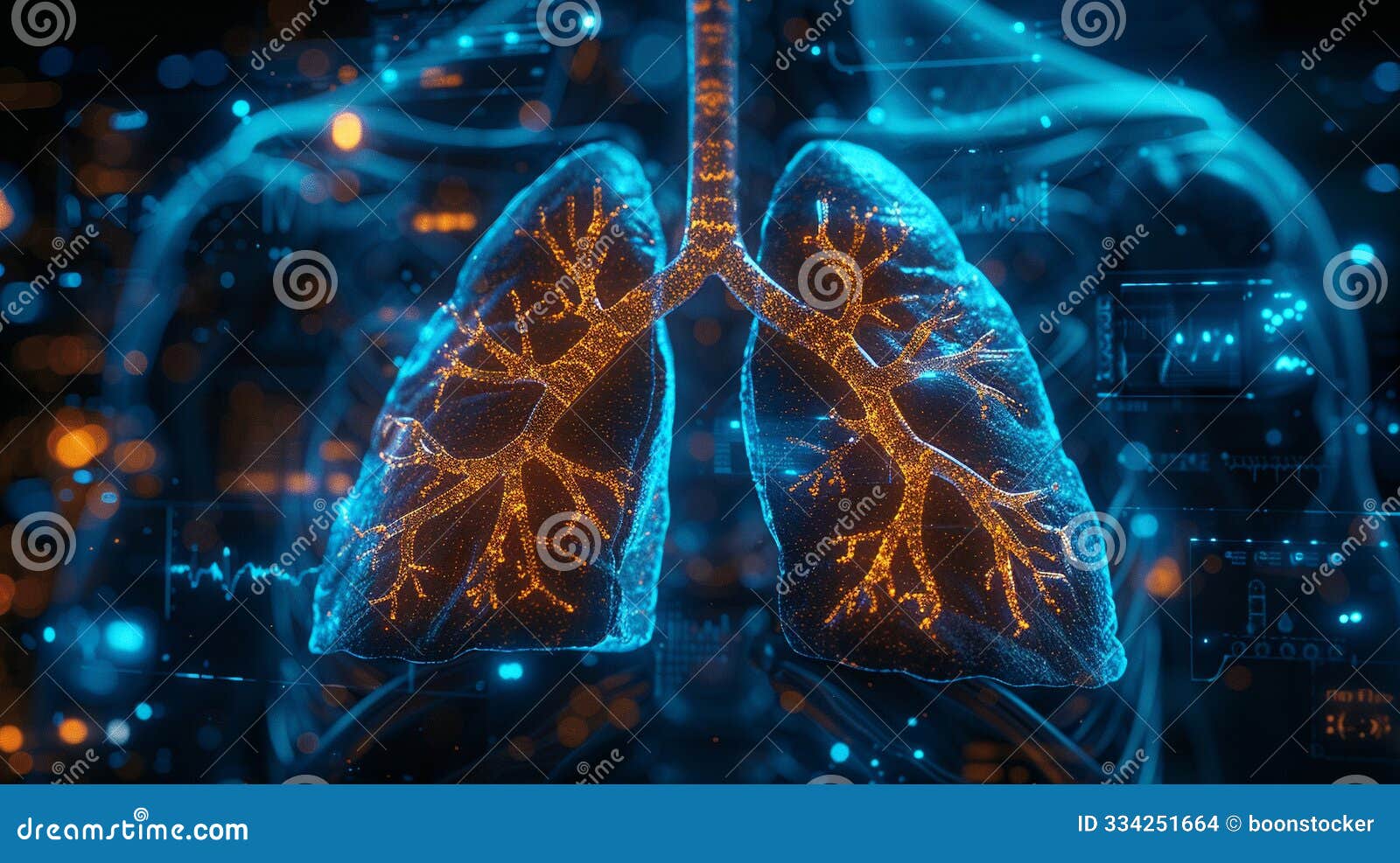 Digital Lung Anatomy Visualization. AI Generated. Stock Illustration ...