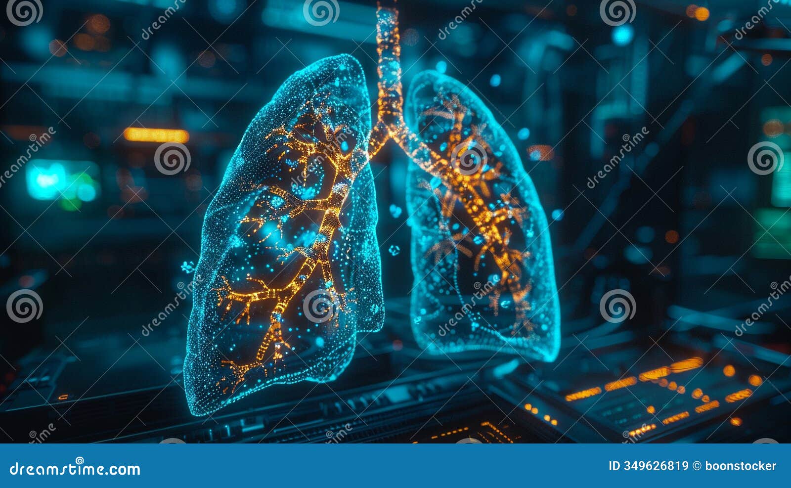 Digital Lung Anatomy Visualization. AI Generated. Stock Illustration ...