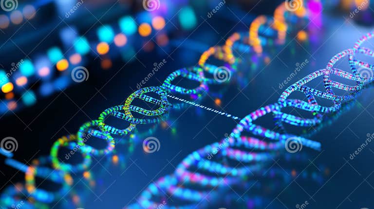 Detailed Visualization of Modified DNA Strands Under a Microscope with ...