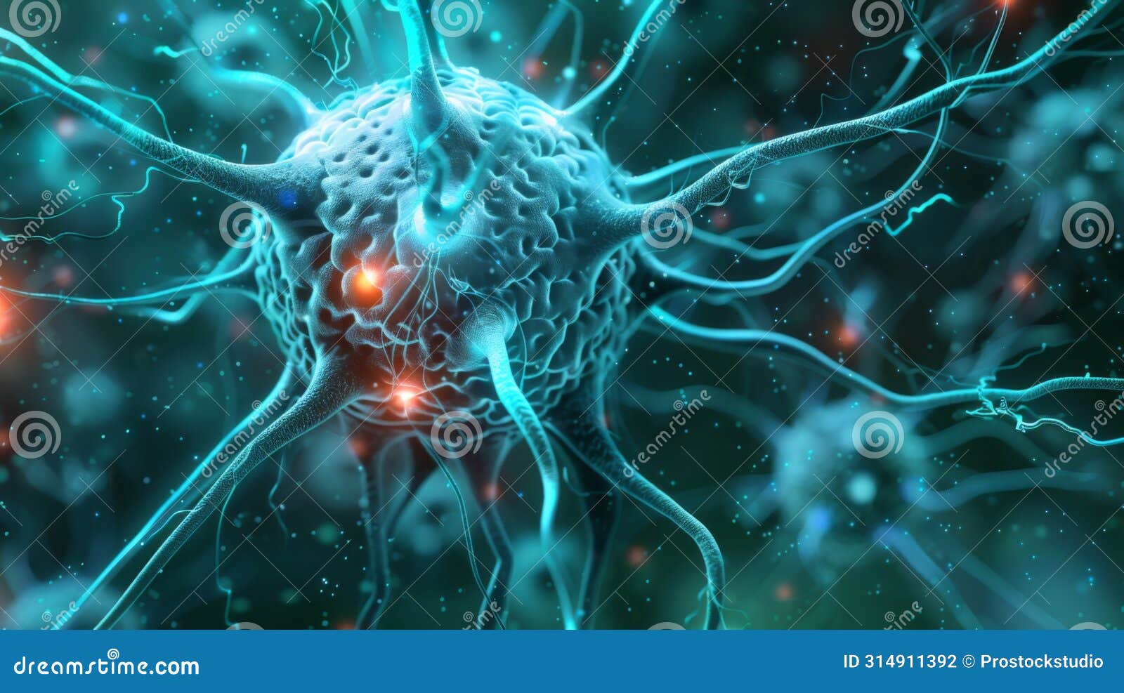 Neuron Cell Synapse Activity with Electrical Impulses Stock Photo ...