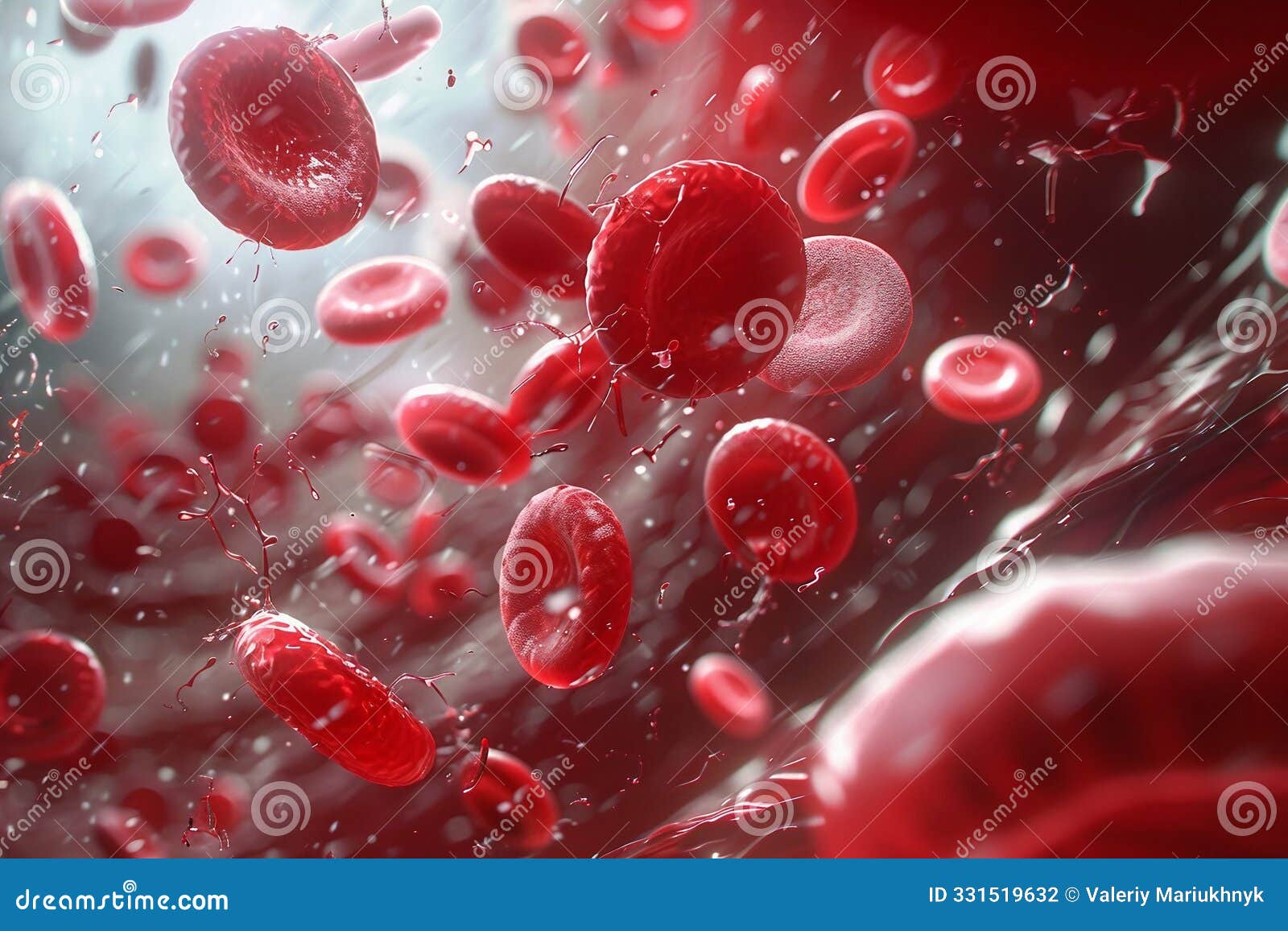Detailed Visualization of Red Blood Cells in Circulation, Showcasing ...