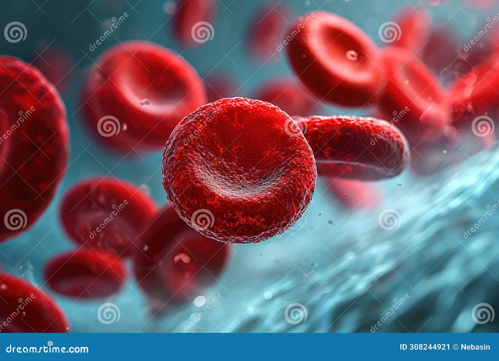 A Detailed Visualization of Red Blood Cells in a Vessel, Depicted in ...