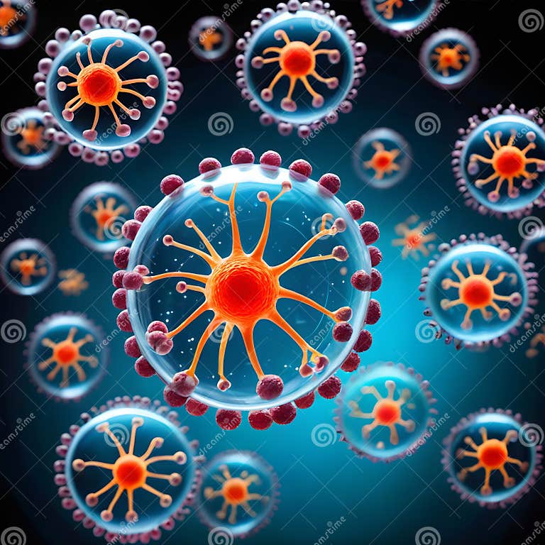 Detailed Visualization of Viral Particles with Spikes and Core Stock ...