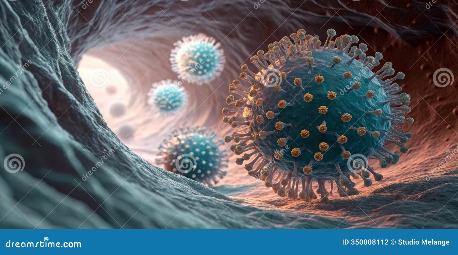 Detailed Visualization of Viruses within a Human Cell Illustrating ...