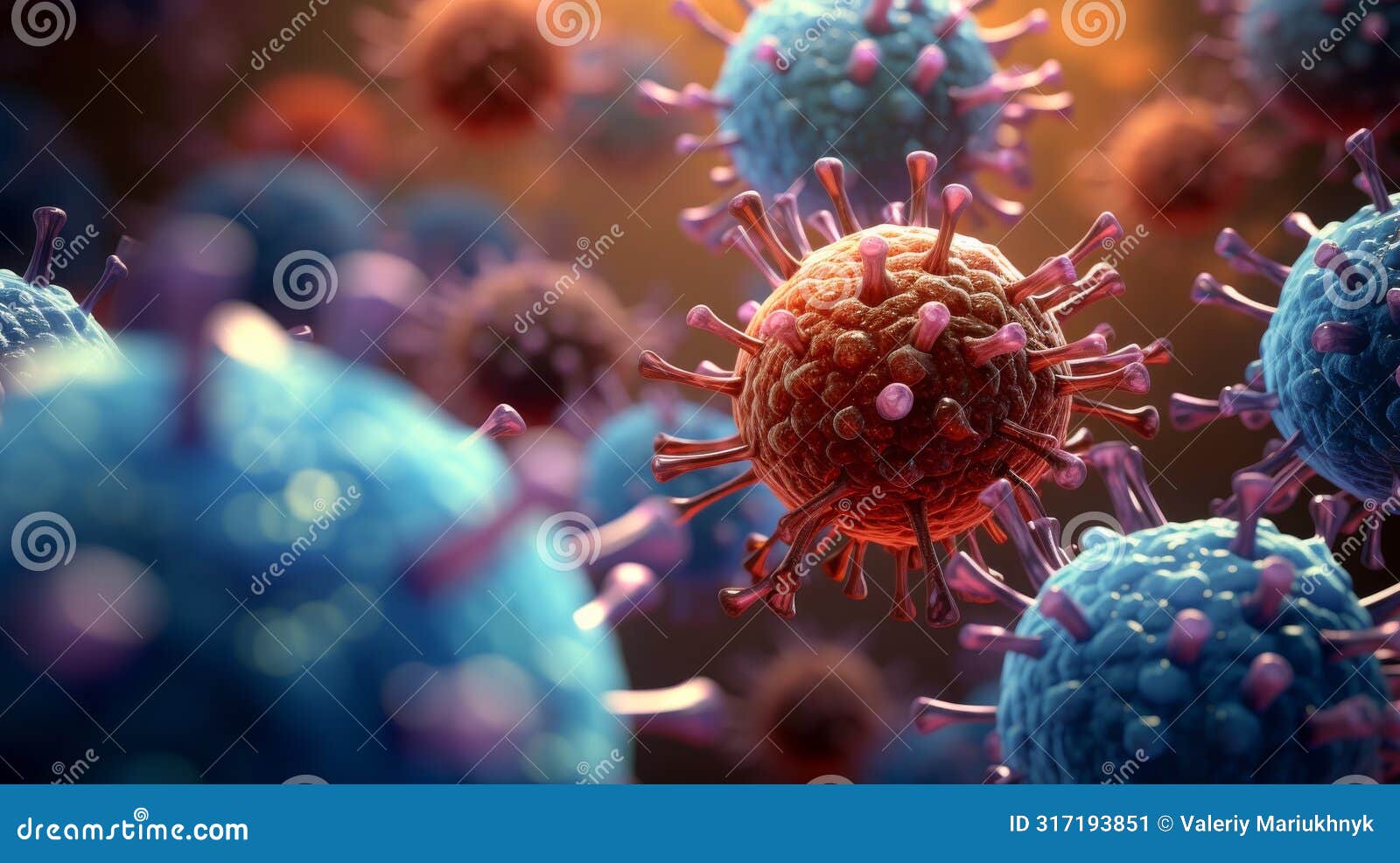 Detailed Visualization of Viruses in Multiple Colors Indicating ...