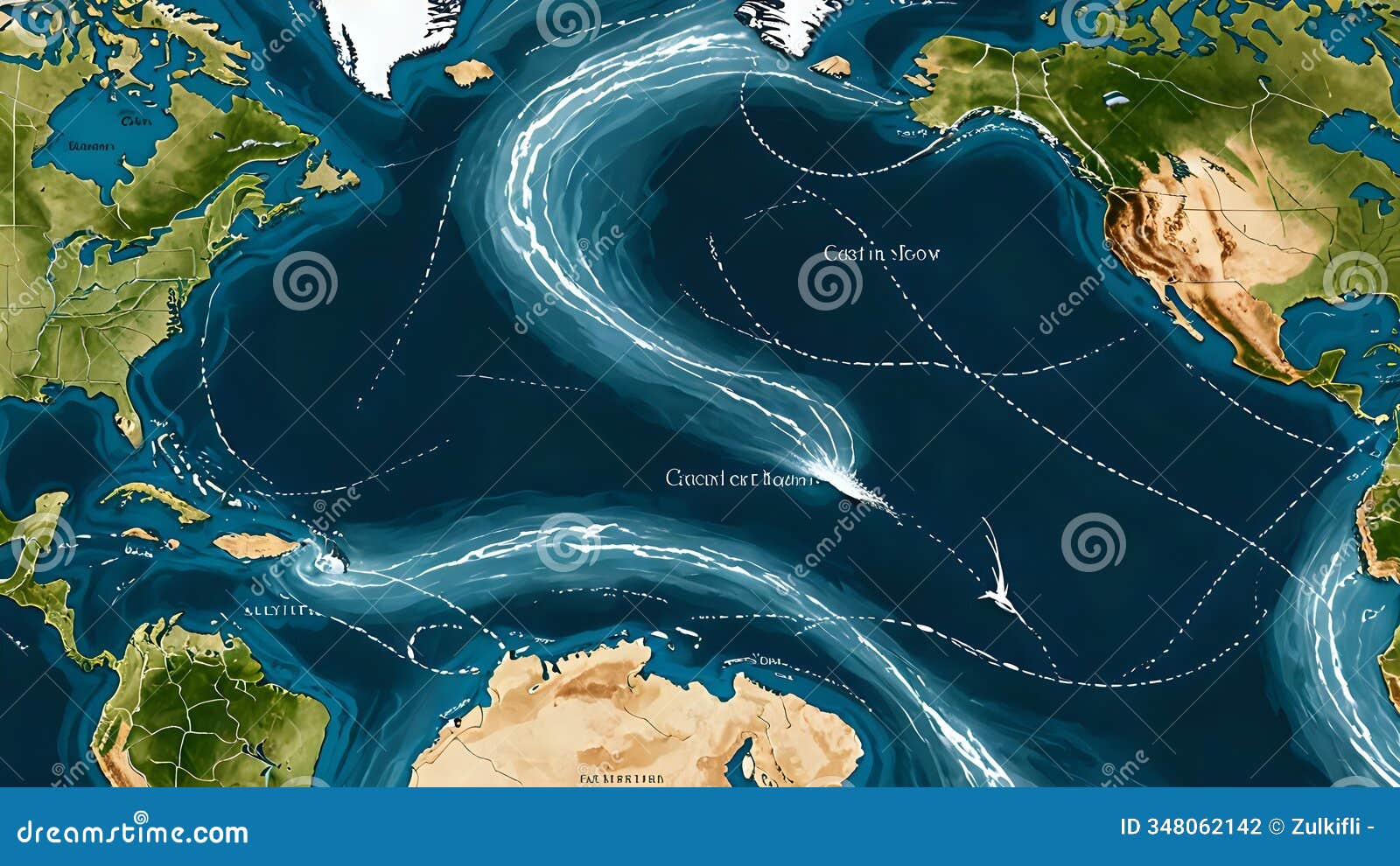 Artistic Map of Ocean Currents Across the Globe Stock Illustration ...