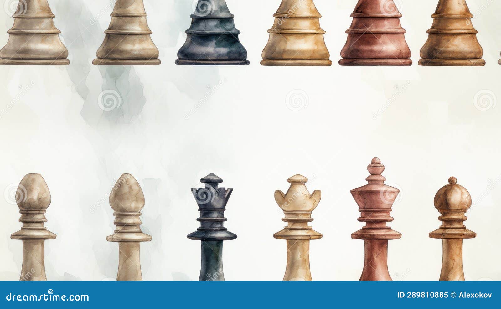 Detailed Watercolor Chess Pieces Seamless Pattern AI Generated Stock ...
