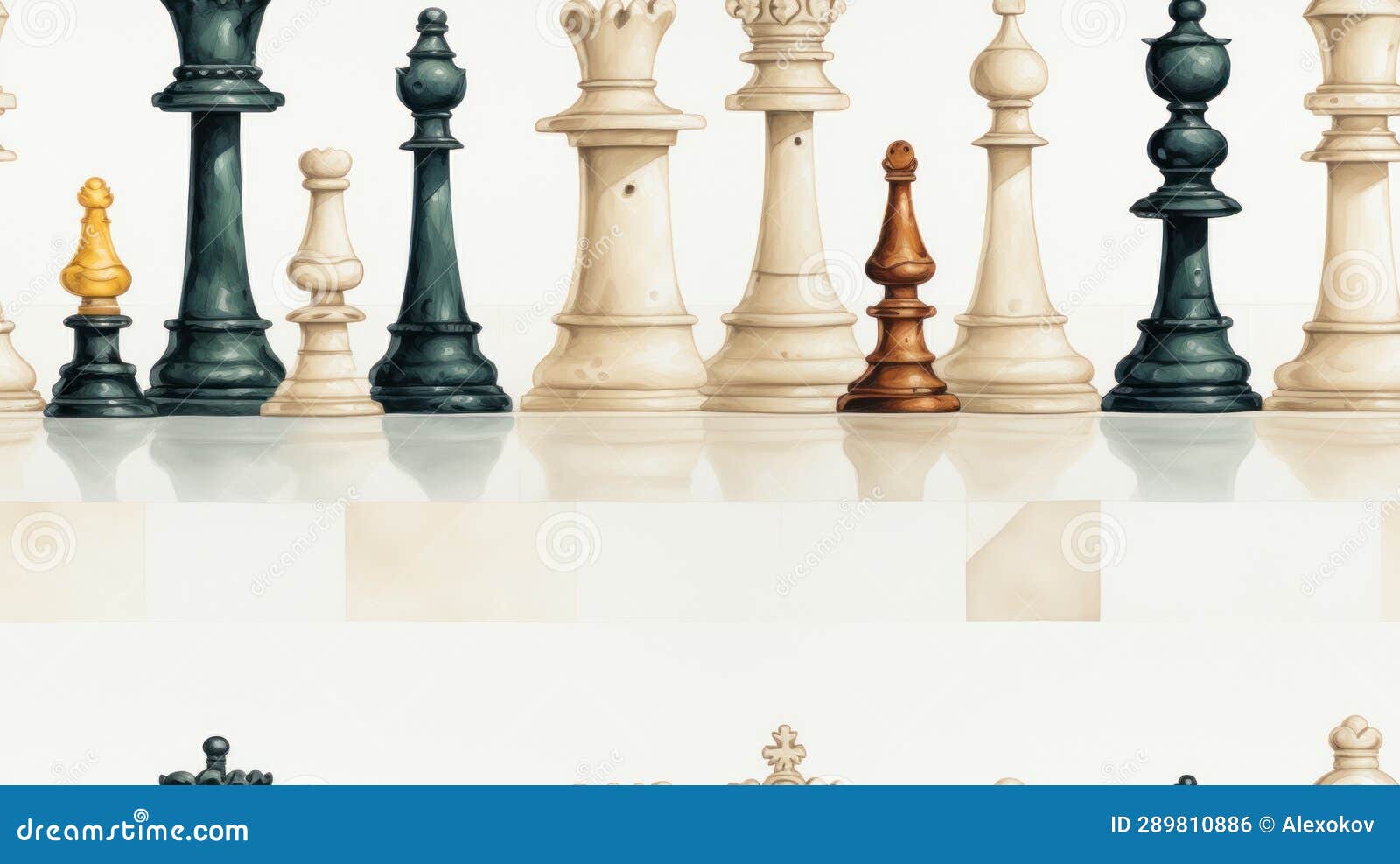 Detailed Watercolor Chess Pieces Seamless Pattern AI Generated Stock ...
