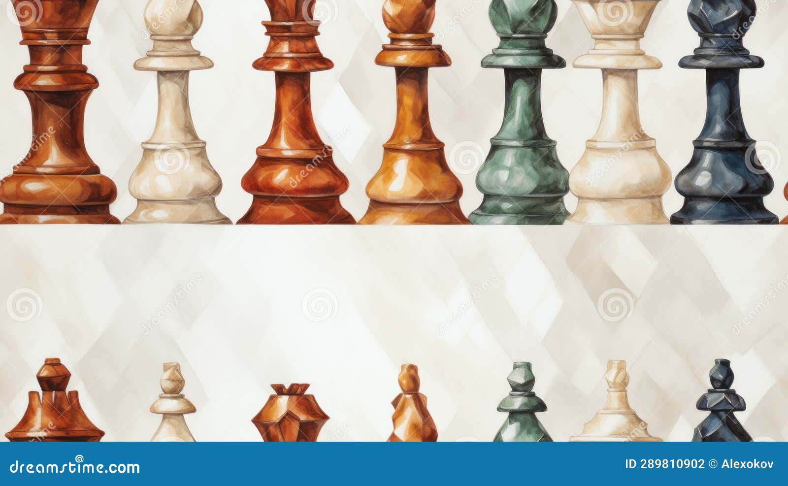 Detailed Watercolor Chess Pieces Seamless Pattern AI Generated Stock ...
