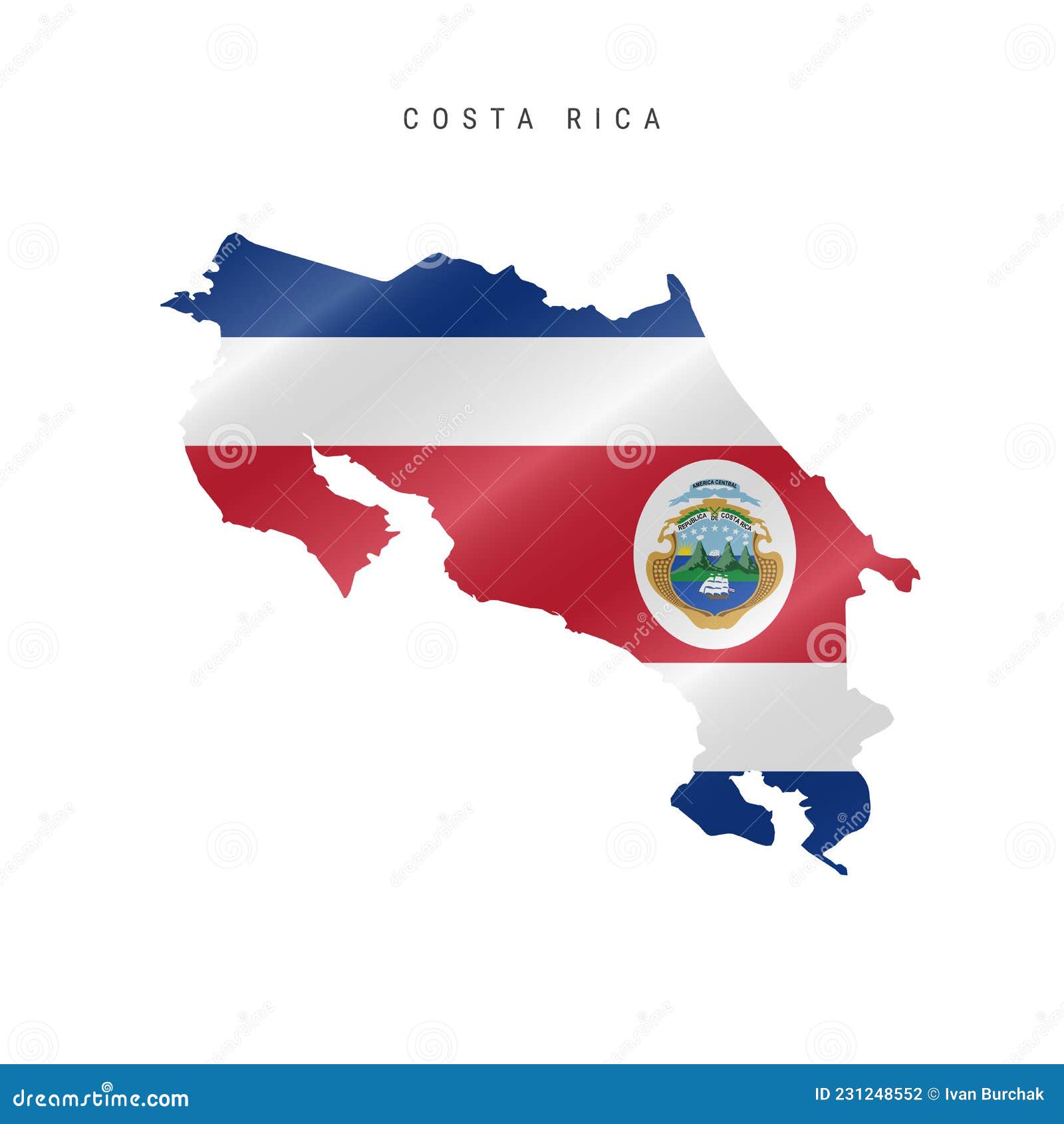 Waving Flag Map of Costa Rica. Vector Illustration Stock Vector ... Waving Flag Map of Costa Rica. Vector Illustration Stock Vector ...