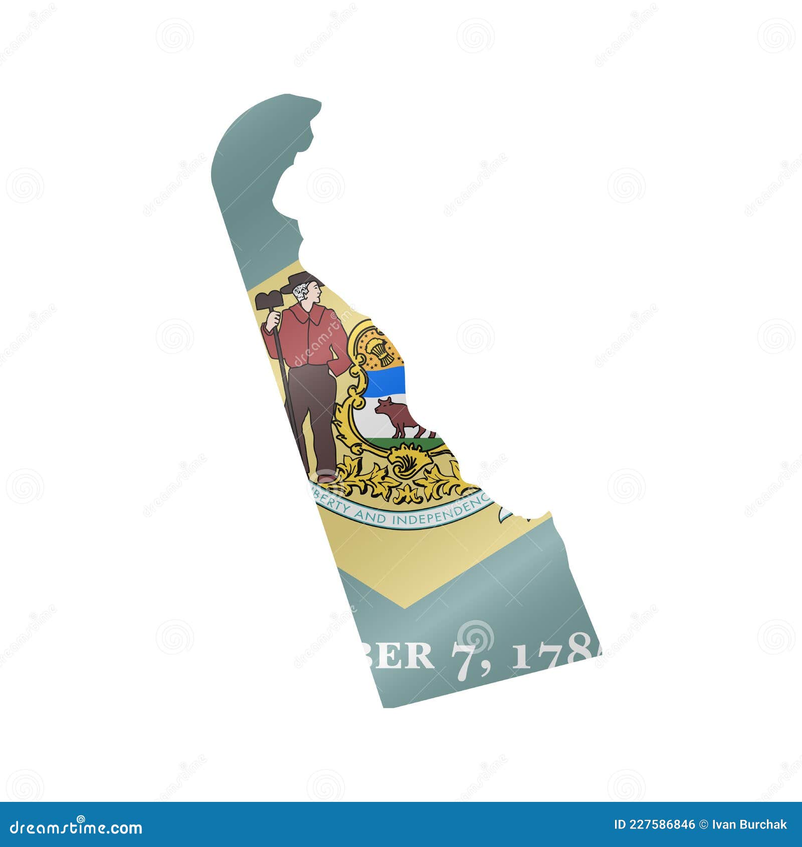 Waving Flag Map of Delaware. Vector Illustration Stock Vector ...