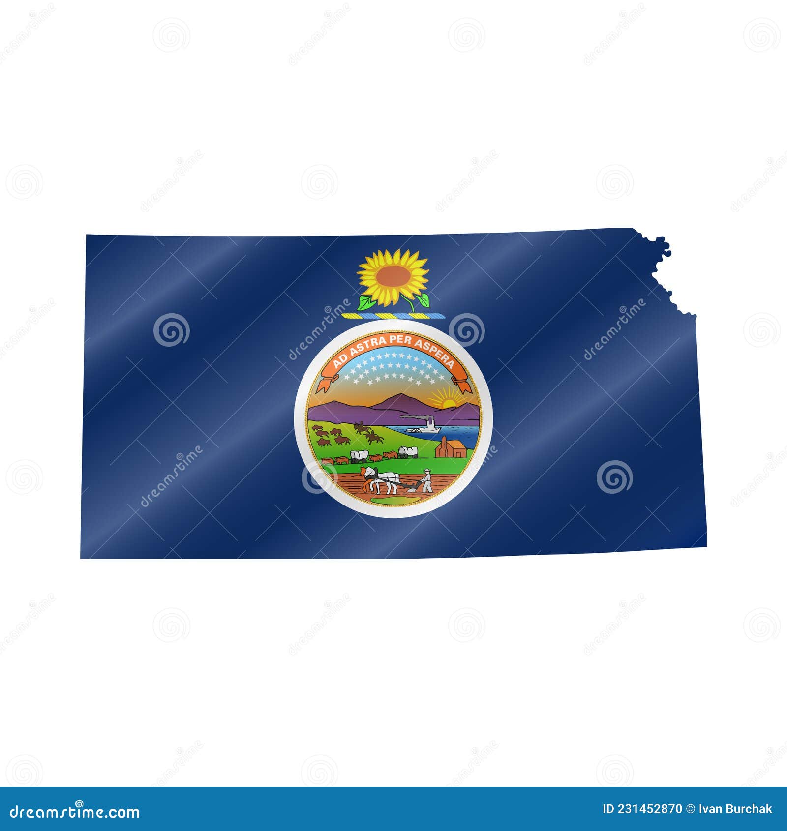 Kansas Vector Logo. Set Of Black And White Emblems Of The USA ...