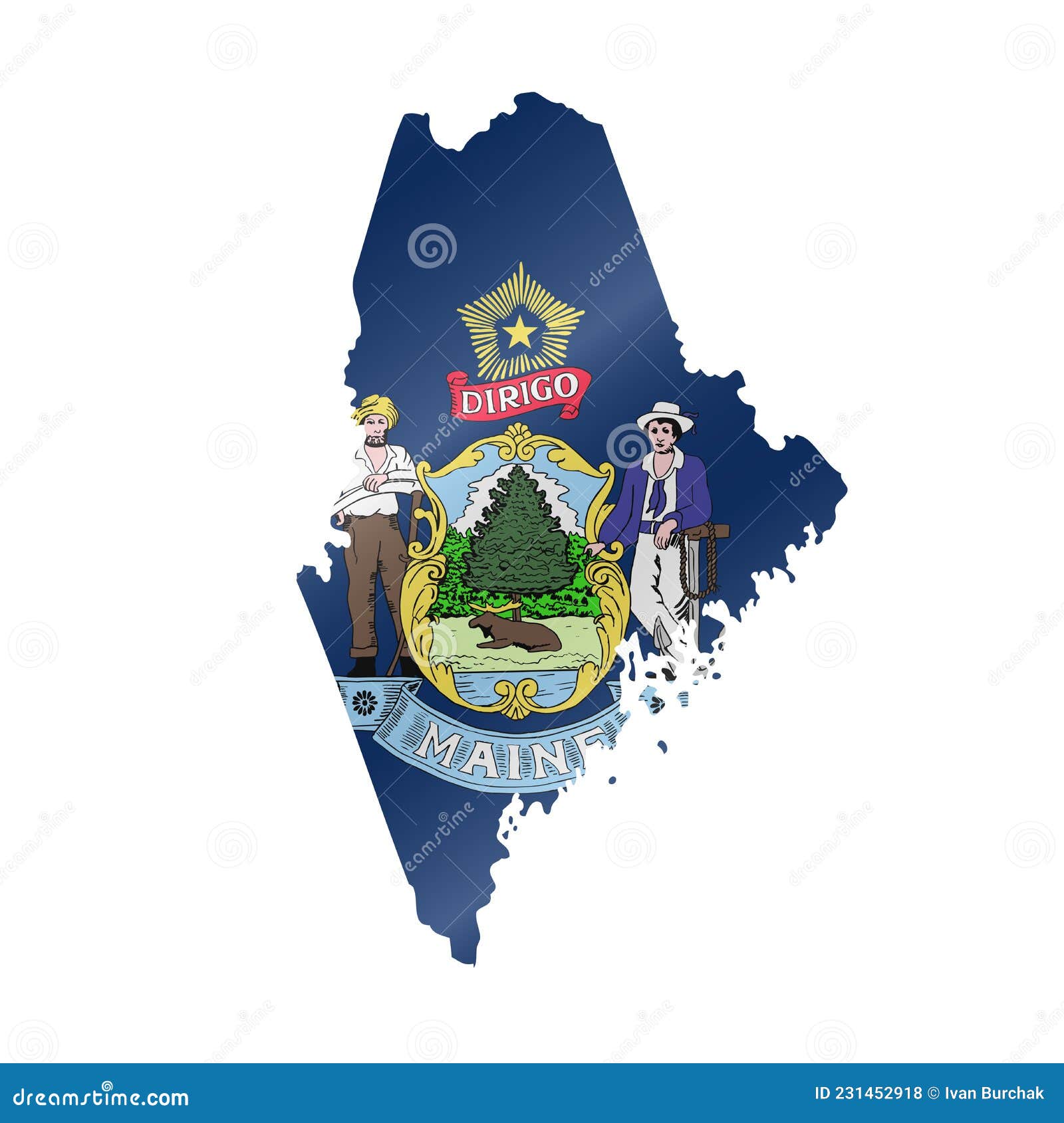 Waving Flag Map of Maine. Vector Illustration Stock Vector ...
