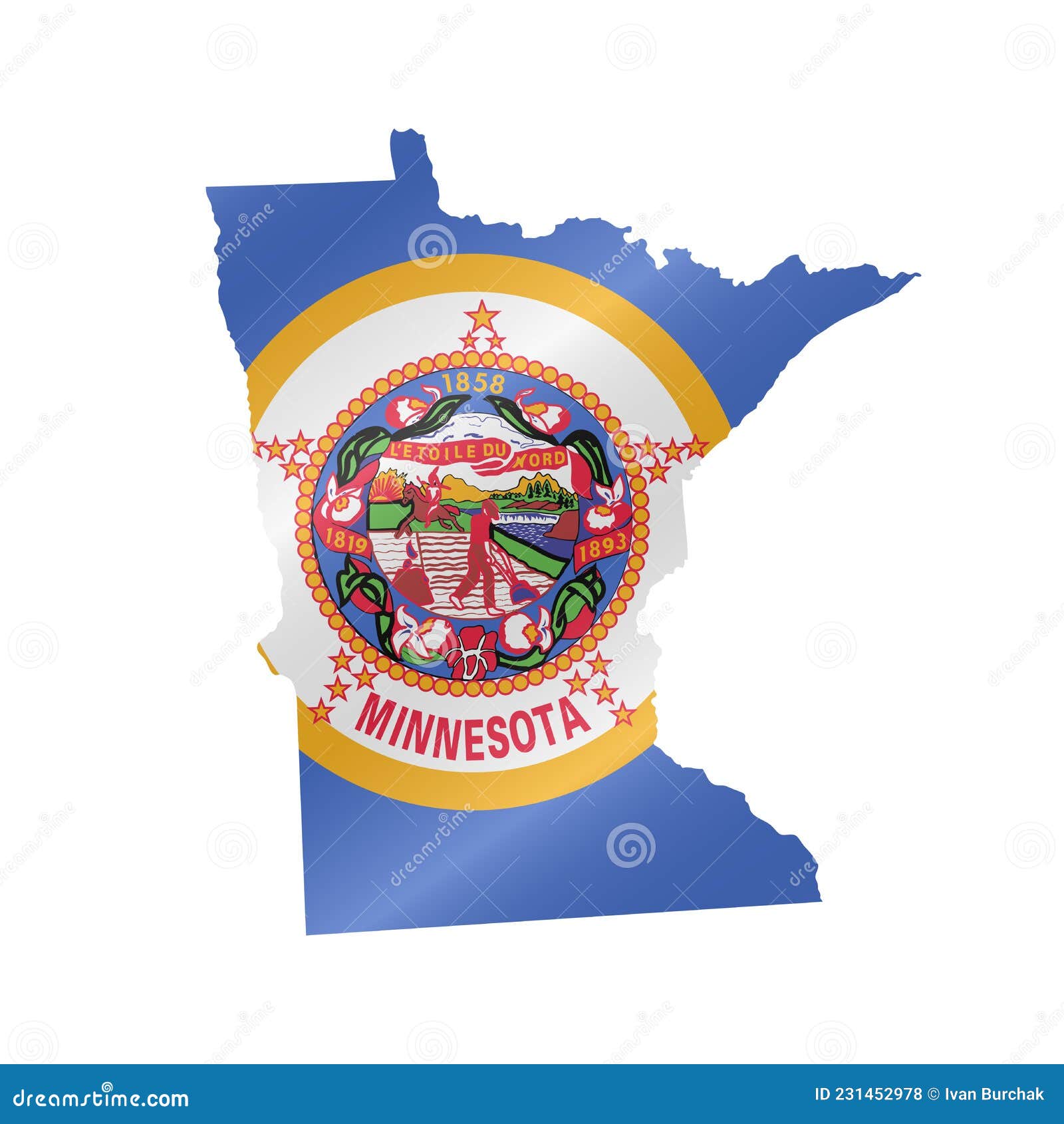 Waving Flag Map of Minnesota. Vector Illustration Stock Vector ...