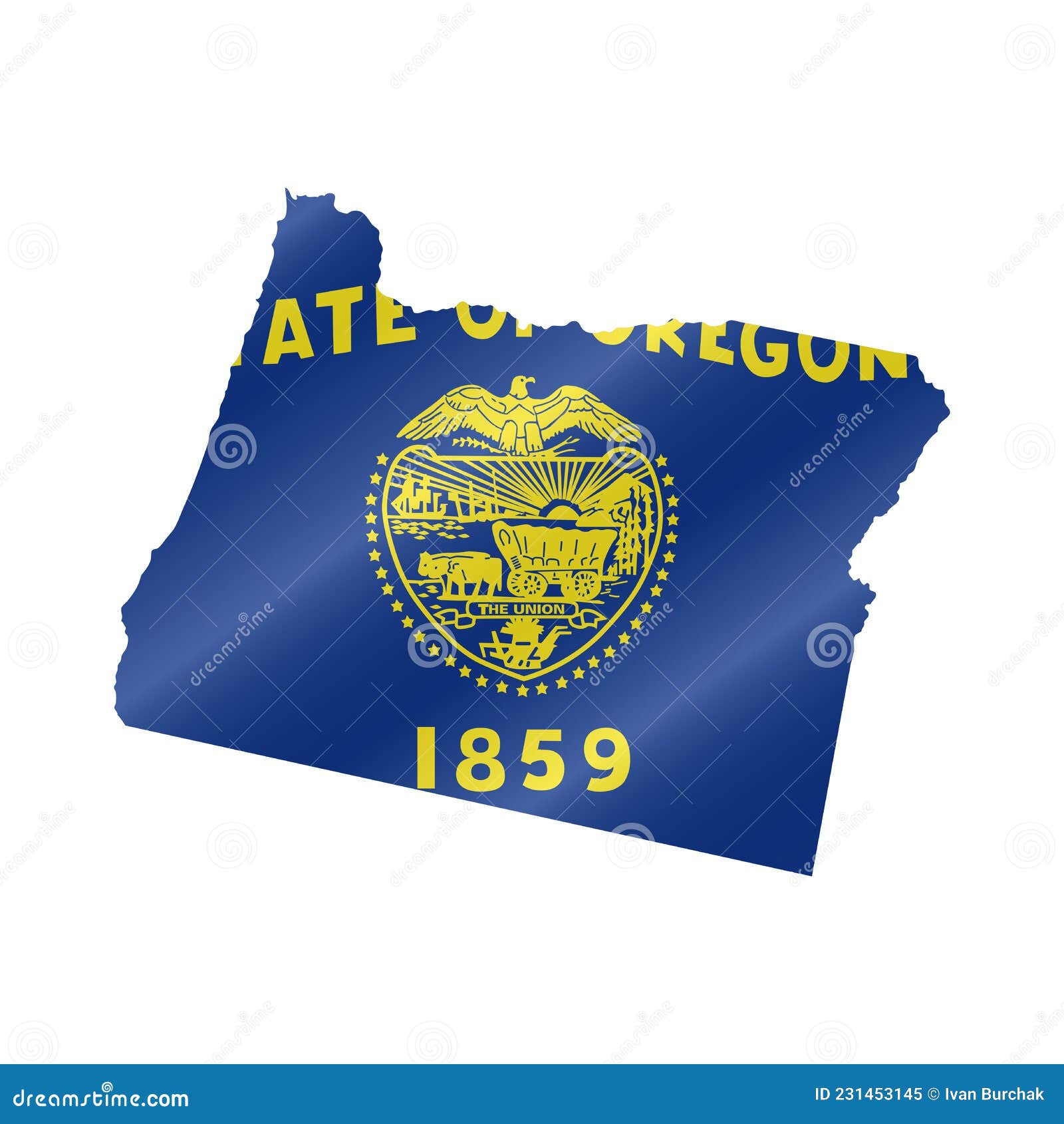 Waving Flag Map of Oregon. Vector Illustration Stock Vector ...