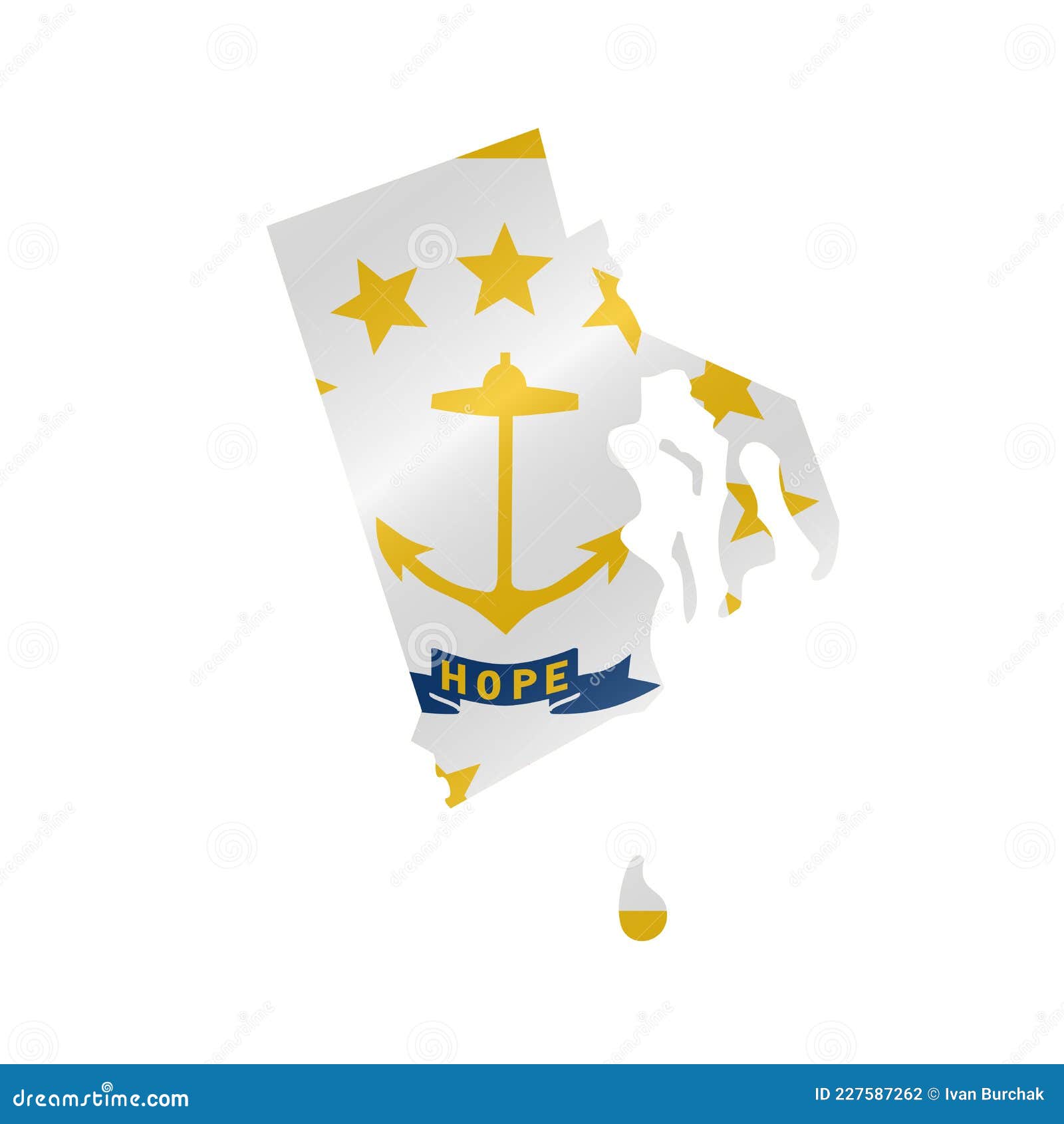 Waving Flag Map of Rhode Island. Vector Illustration Stock Vector ...