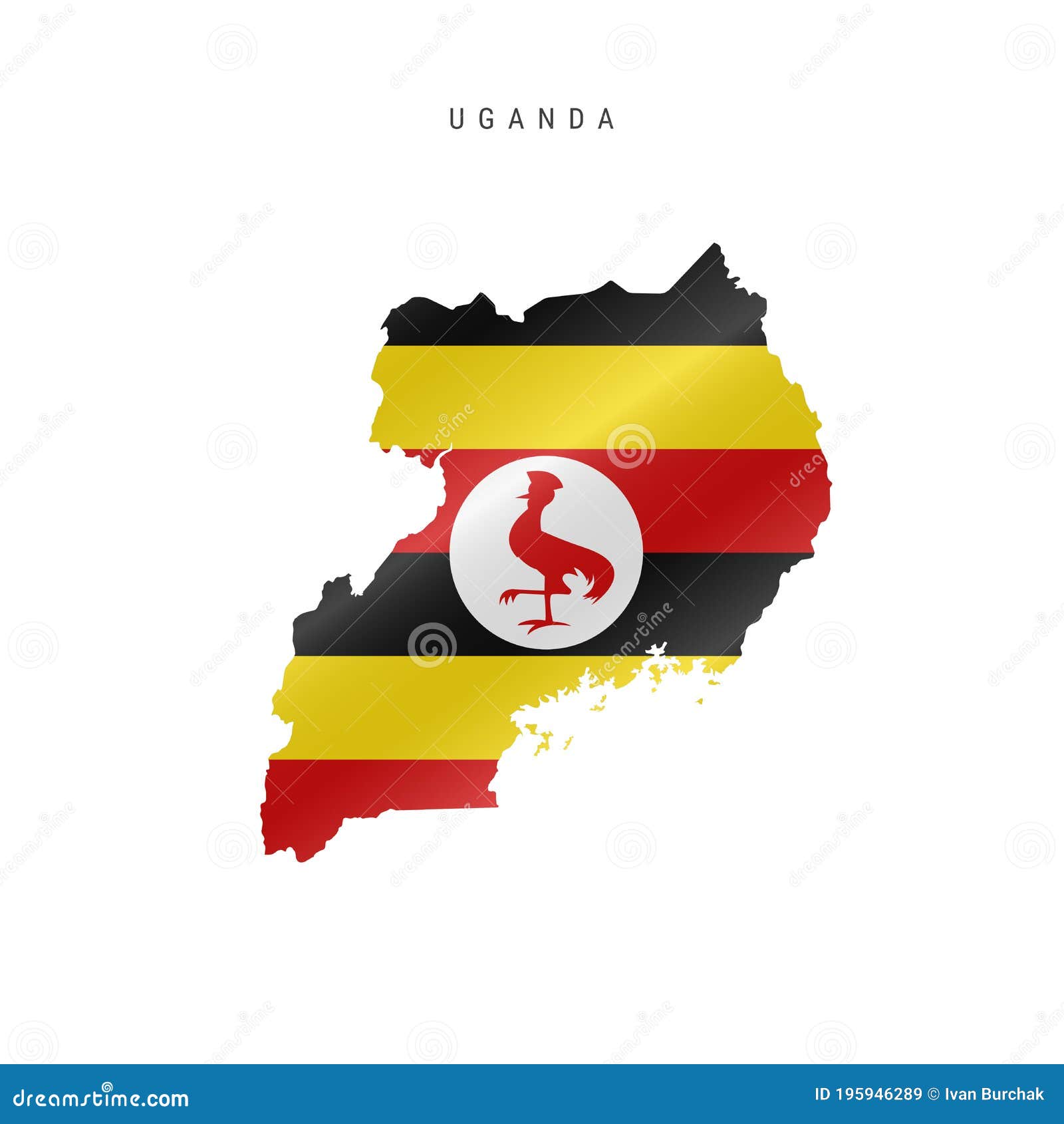 Waving Flag Map of Uganda. Vector Illustration Stock Vector ...