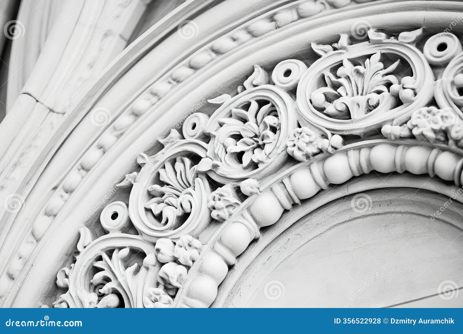 Detailed White Gypsum Bas-relief Ceiling Patterns Over a Gray Surface ...