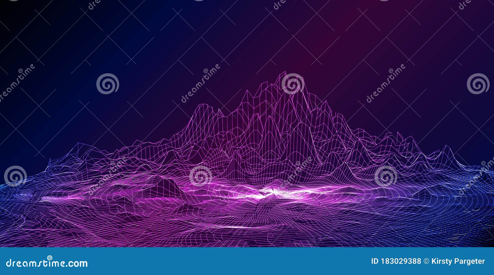 Detailed Wireframe Modern Techno Landscape Design Stock Vector ...