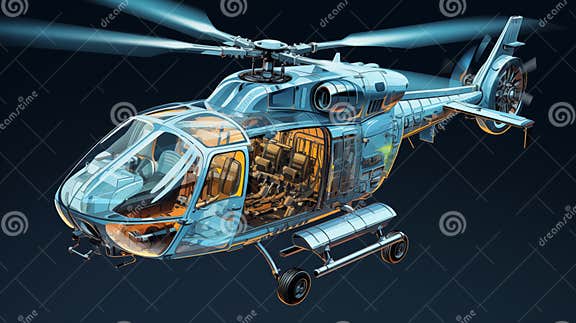 Wireframe Representation of a Modern Helicopter Illustrating Technology ...