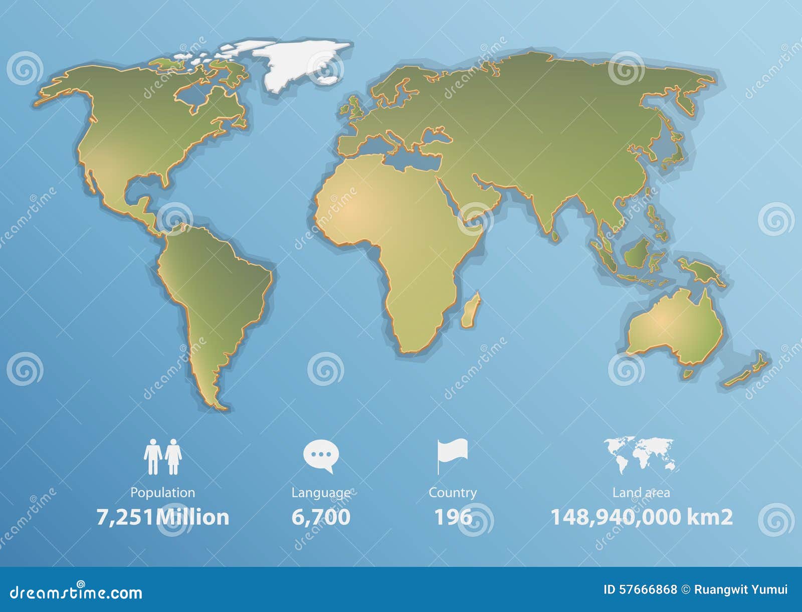 Detailed World Map with Basic Information, Blank Map. Stock Vector ...