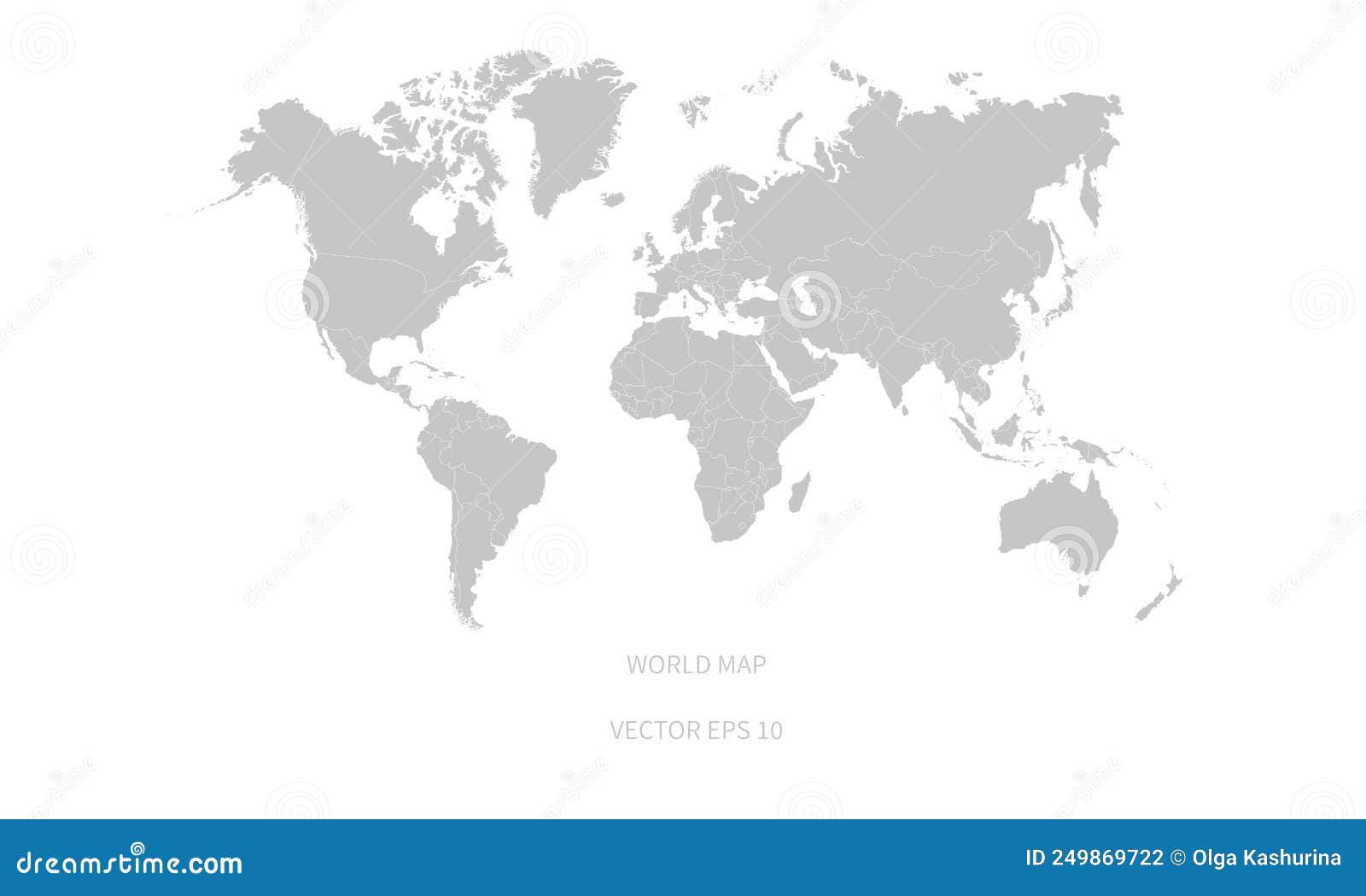 Detailed World Map with Borders of States. Isolated World Map Stock ...