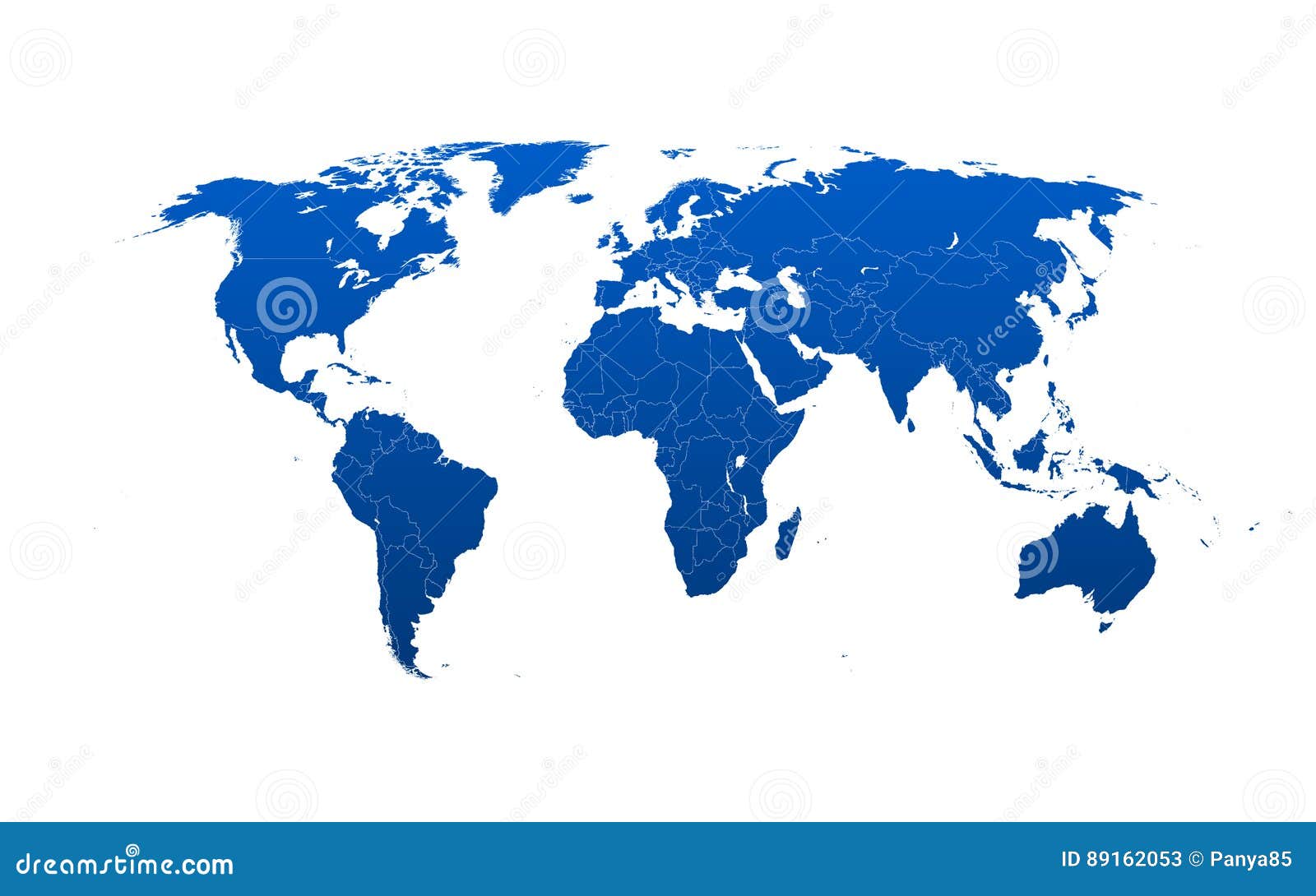 Detailed World Map With Counties And Borders. Each Country Cartoon ...