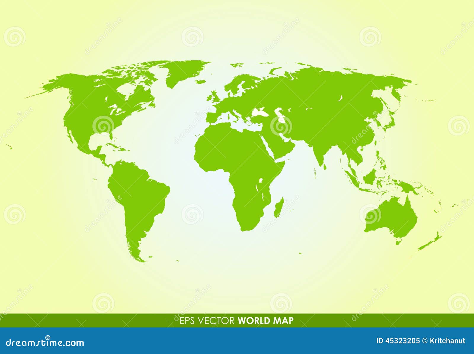 Detailed World Map in Green Color Stock Vector - Illustration of ...