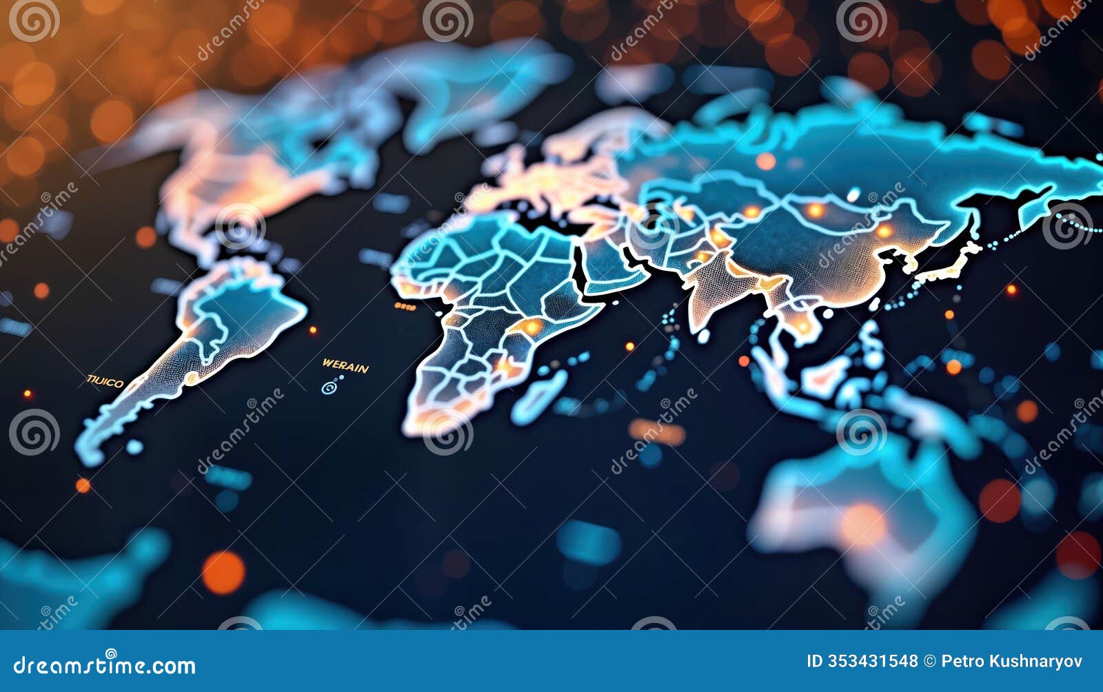 Detailed World Map with Highlighted Continents Countries, Cities ...