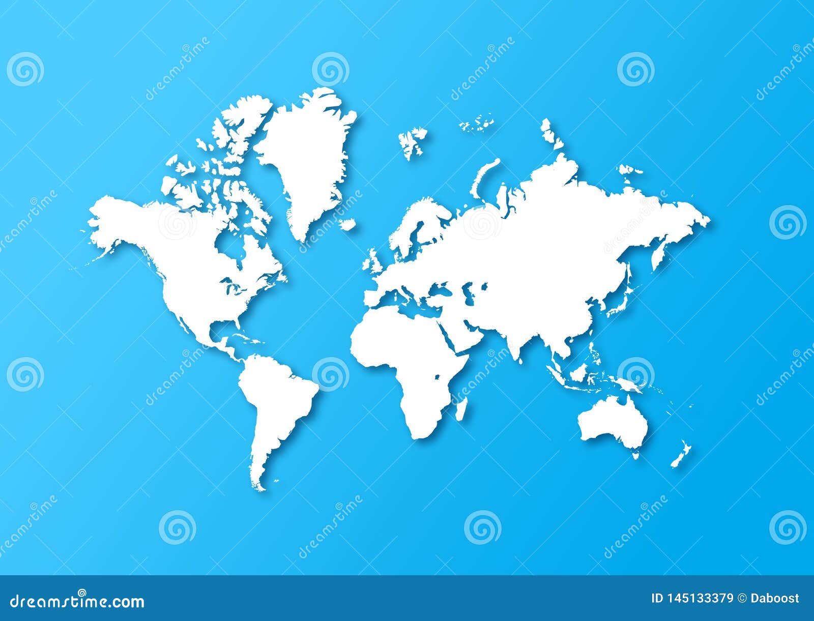 Detailed World Map Isolated on a Blue Background Stock Illustration ...