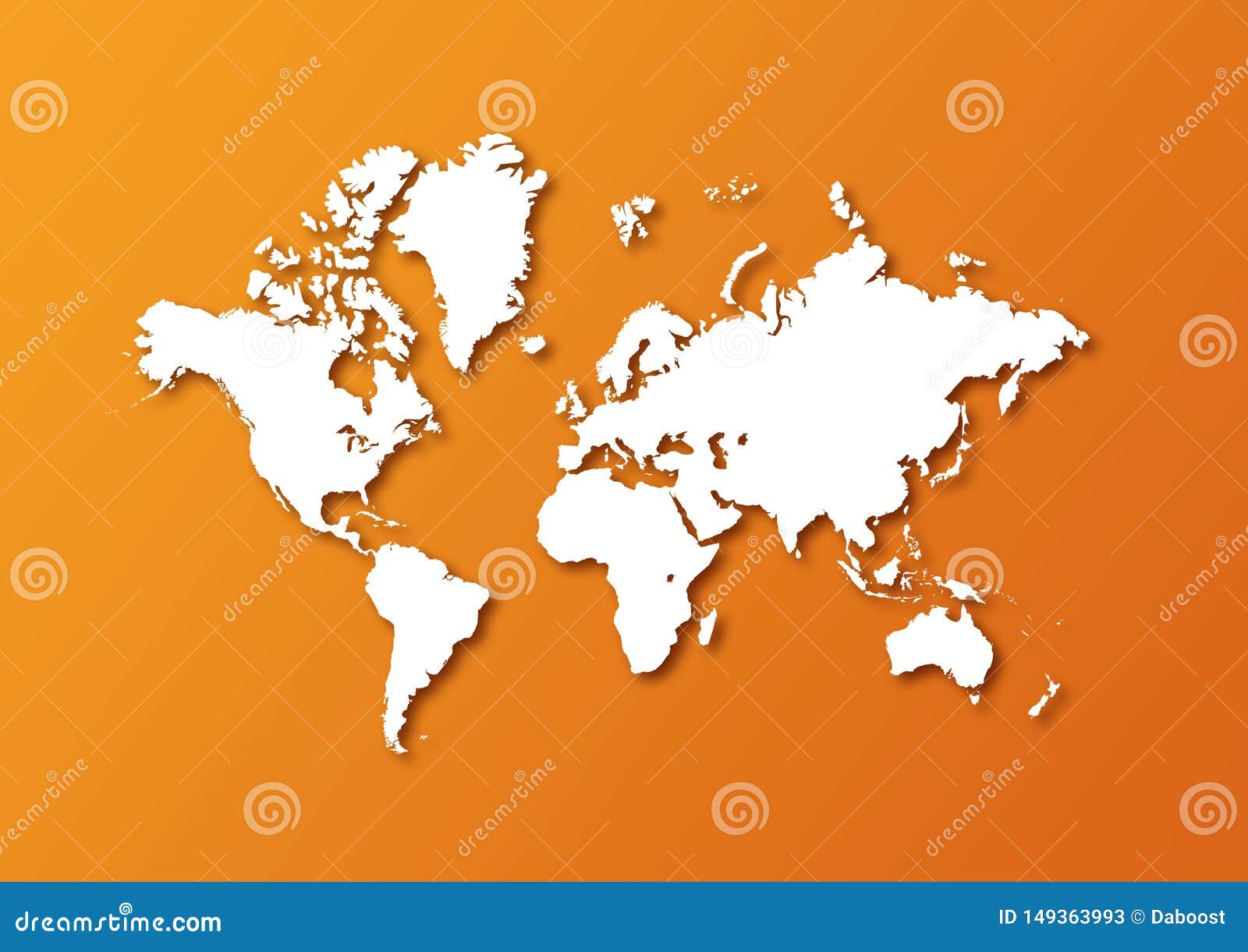Detailed World Map Isolated on Orange Background Stock Illustration ...