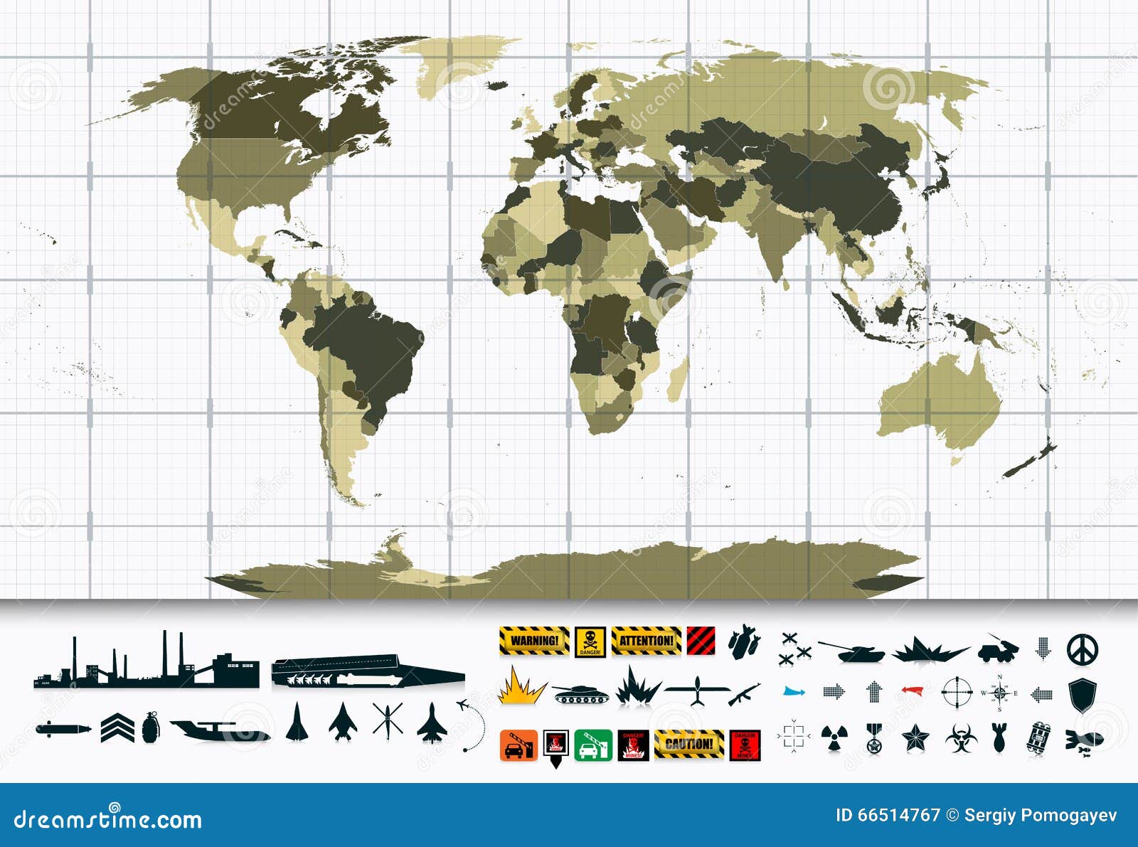 Detailed World Map and Military Power Icon Set Stock Vector ...