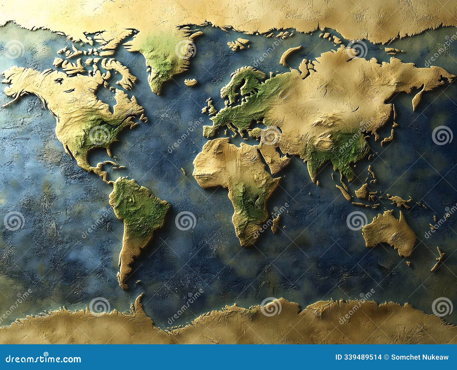 Detailed World Map with Relief Texture and Vibrant Colors Stock ...