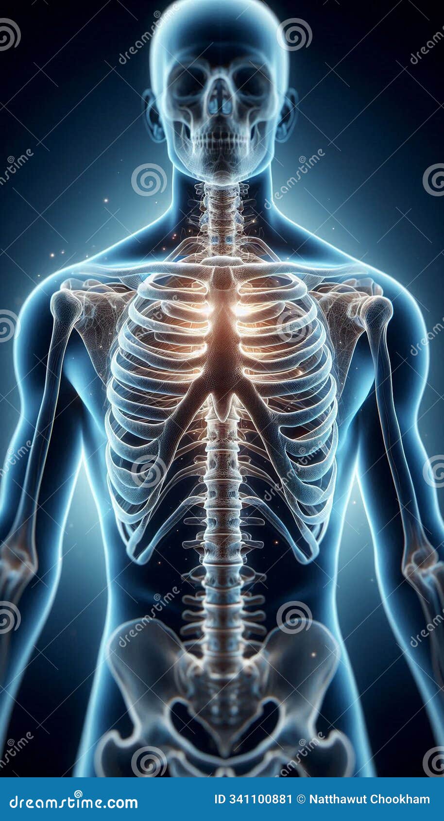 Detailed Xray Visualization of Human Skeleton Stock Illustration ...