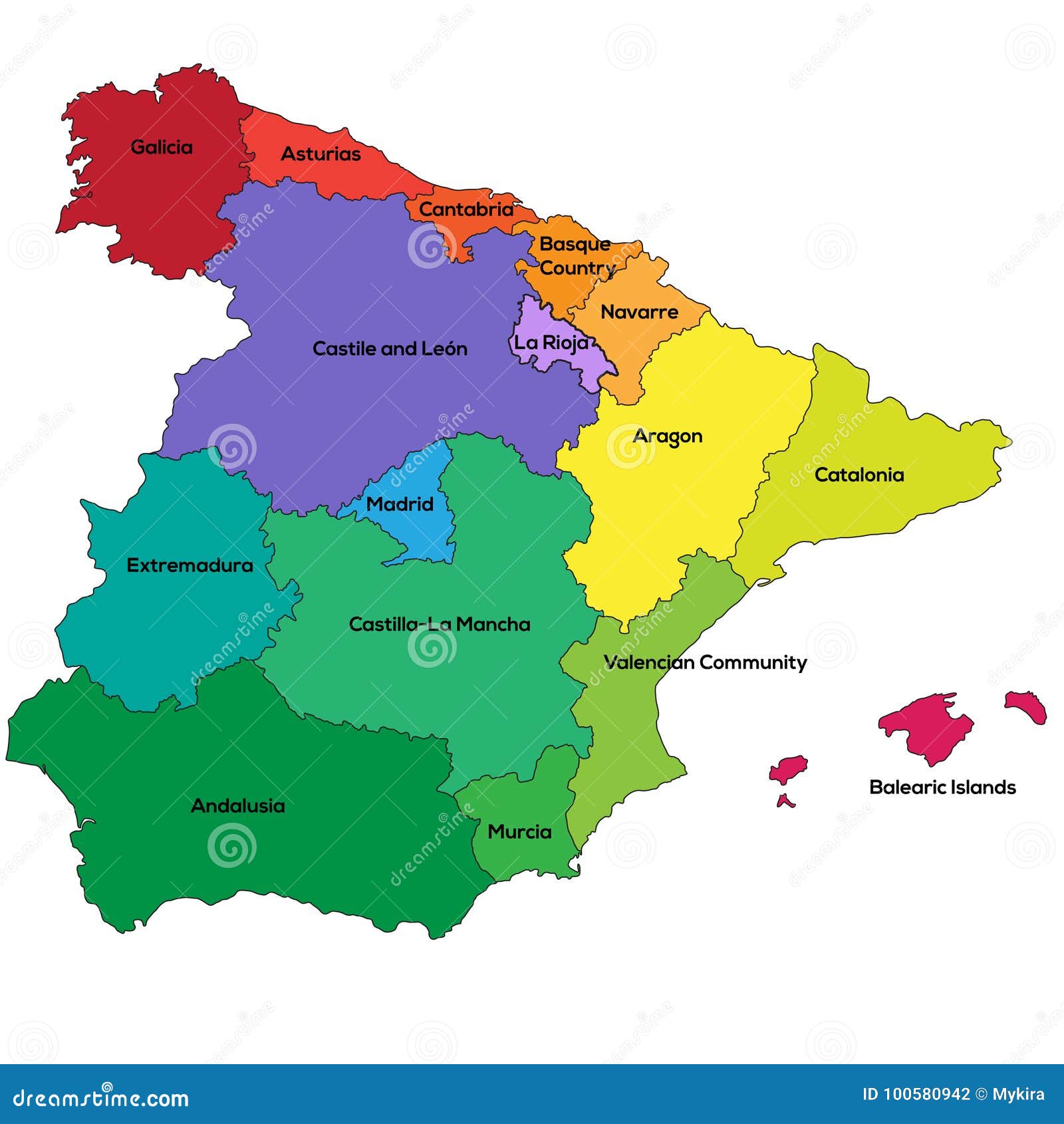 Spain Regions. Vector Illustration Stock Vector - Illustration of ...