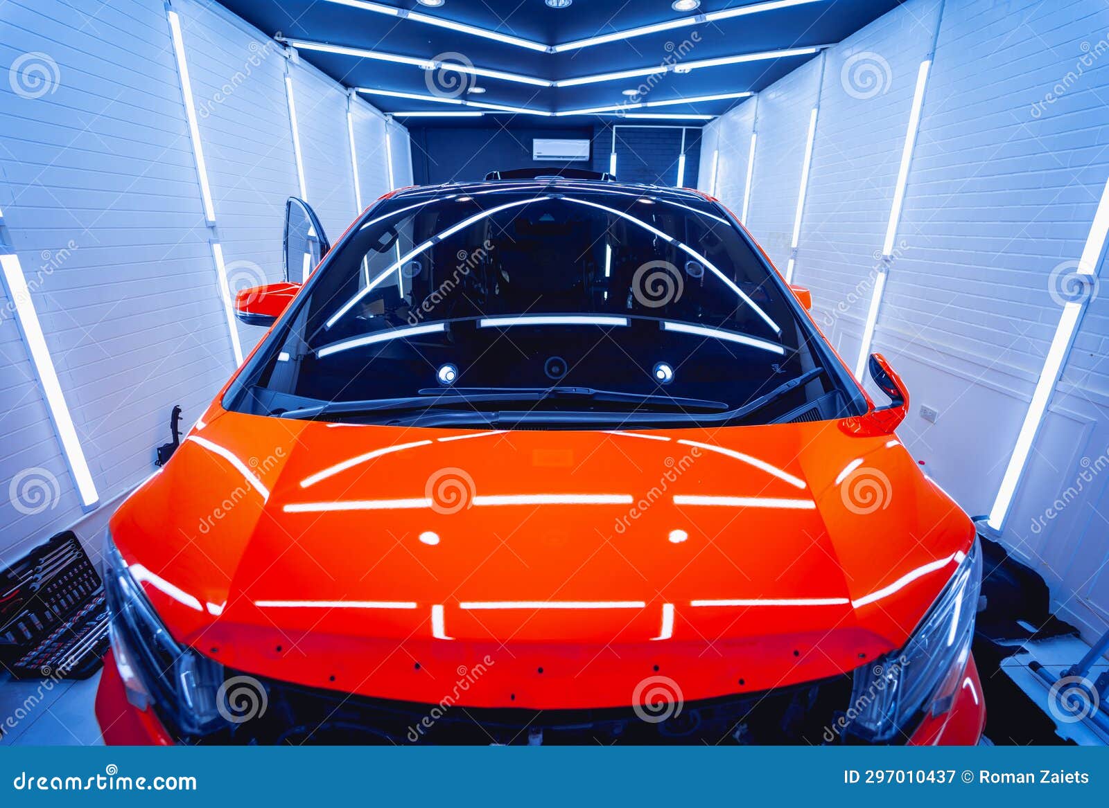 Detailing of Clean and Shining Polished Red Car Stock Image - Image of ...