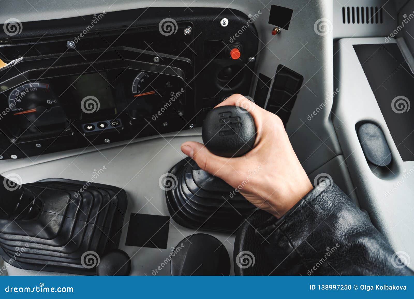 Cabin of the new excavator stock photo. Image of contractors - 138997250