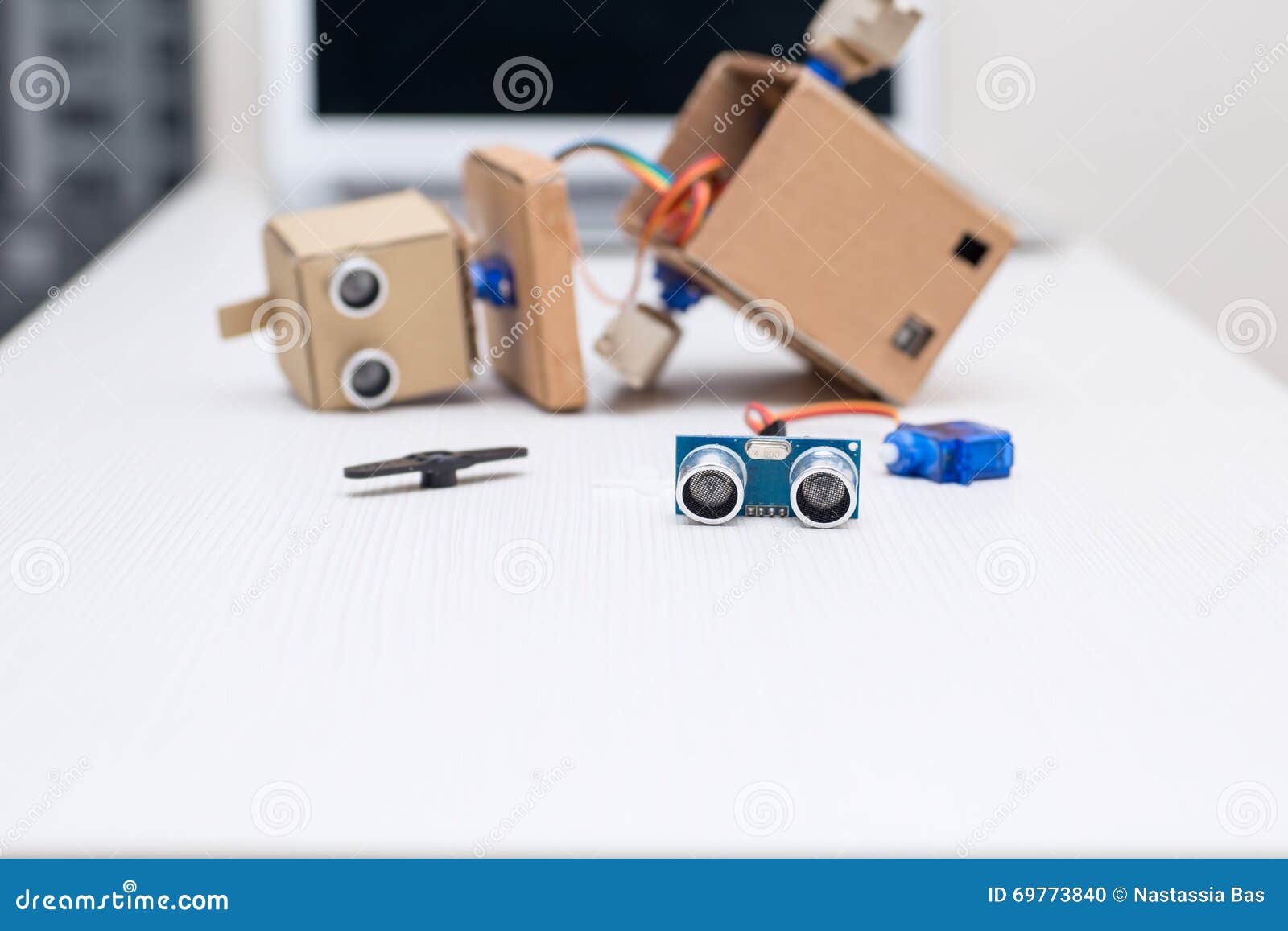 Cardboard Robot On A White Background. Artificial Intelligence Stock ...
