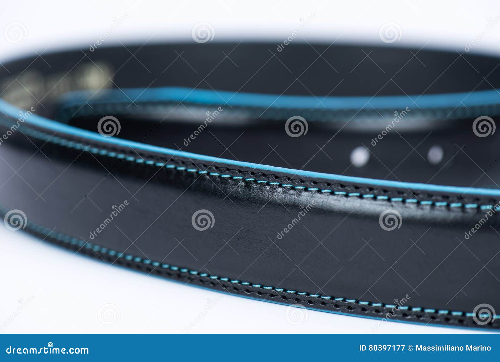 Details on Black Classic Belt with Blue Line Stock Image - Image of ...