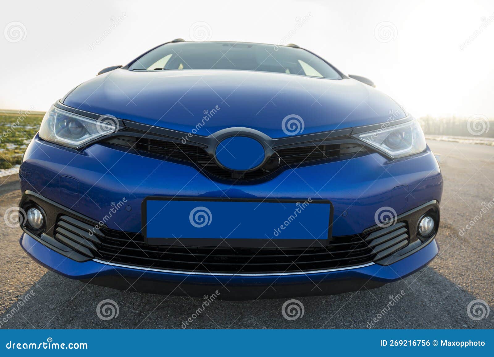 Details of the Blue Car Front Mask Stock Photo - Image of banner, blank ...