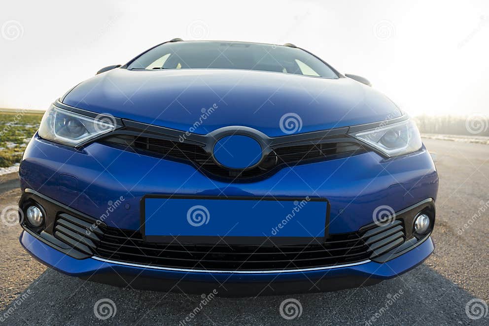 Details of the Blue Car Front Mask Stock Photo - Image of banner, blank ...