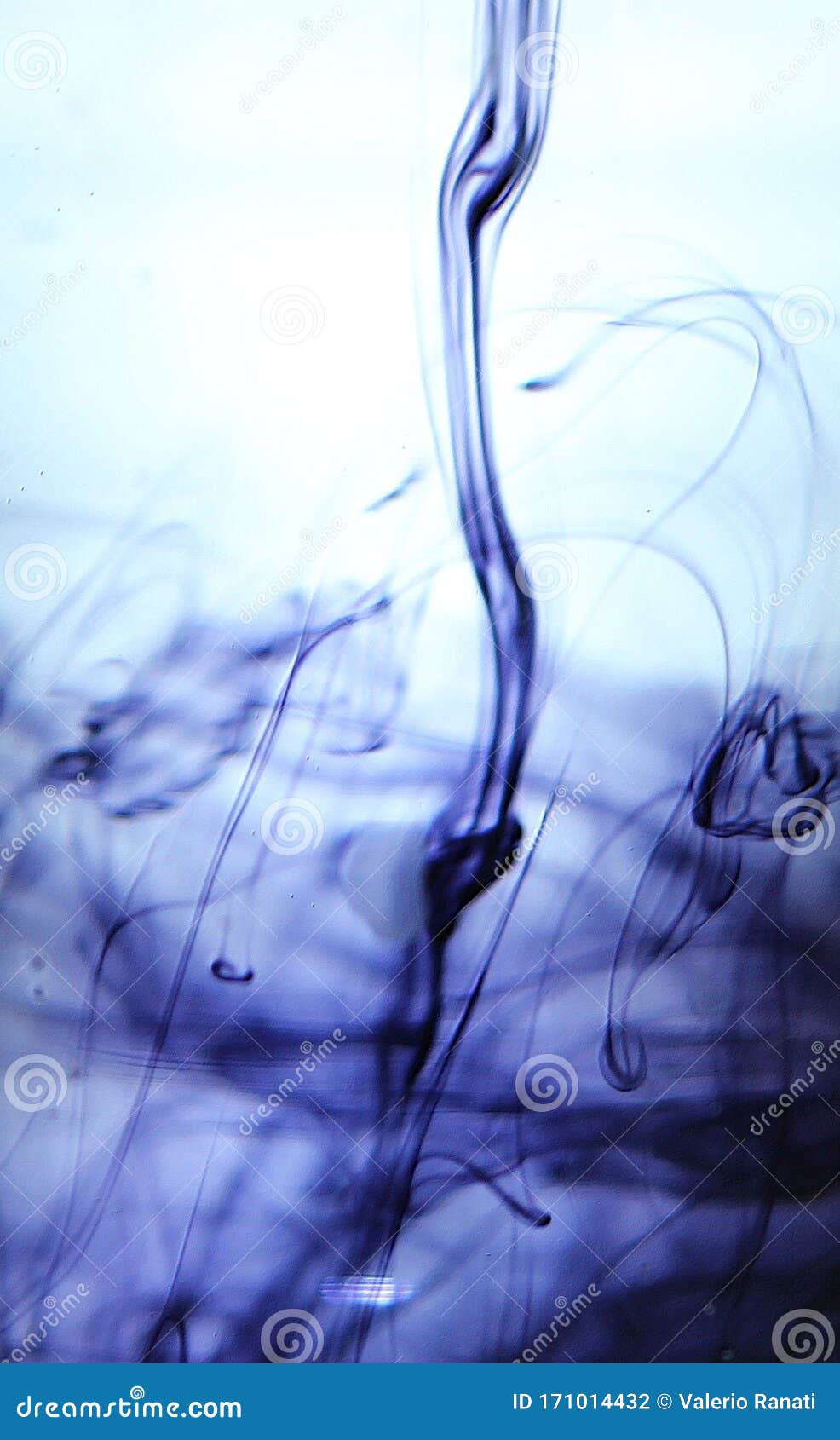 Blue ink in water. stock photo. Image of colored, abstract - 171014432