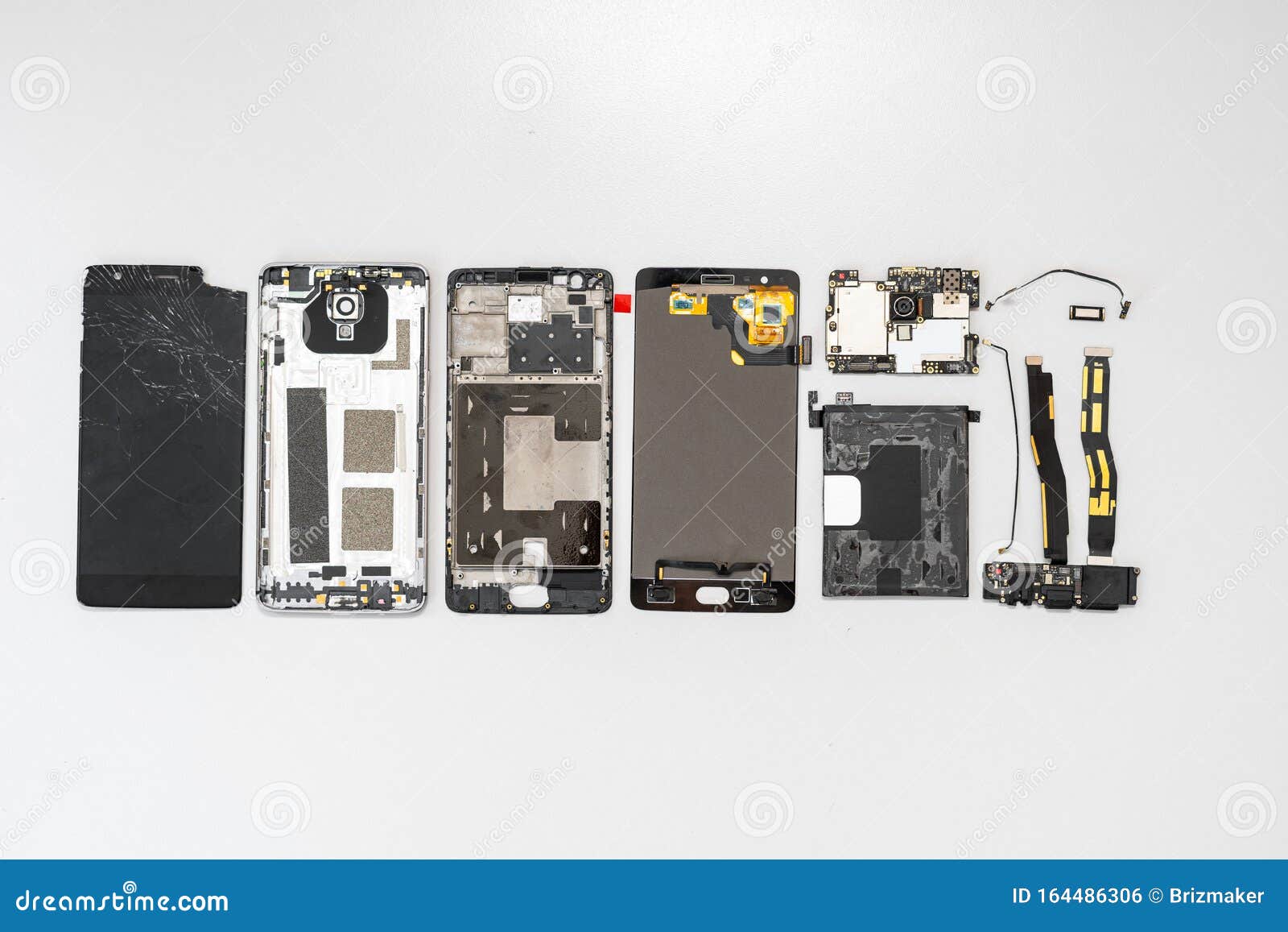 Details of Broken Modern Smartphone on Table Stock Photo - Image of ...